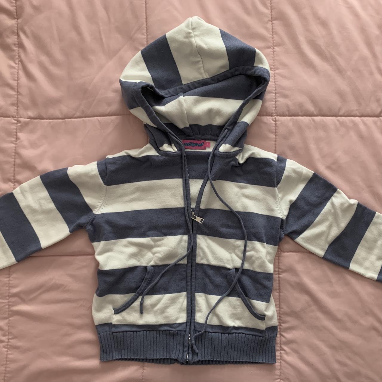 edikted ginger knitted zip up hoodie in blue never... - Depop