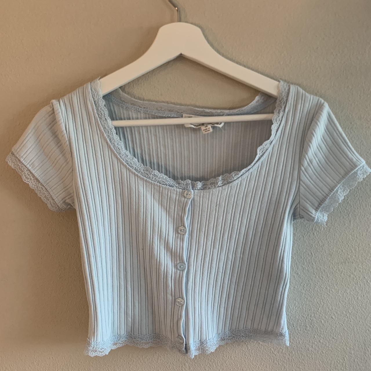 Hippie Rose Women's Blue T-shirt | Depop