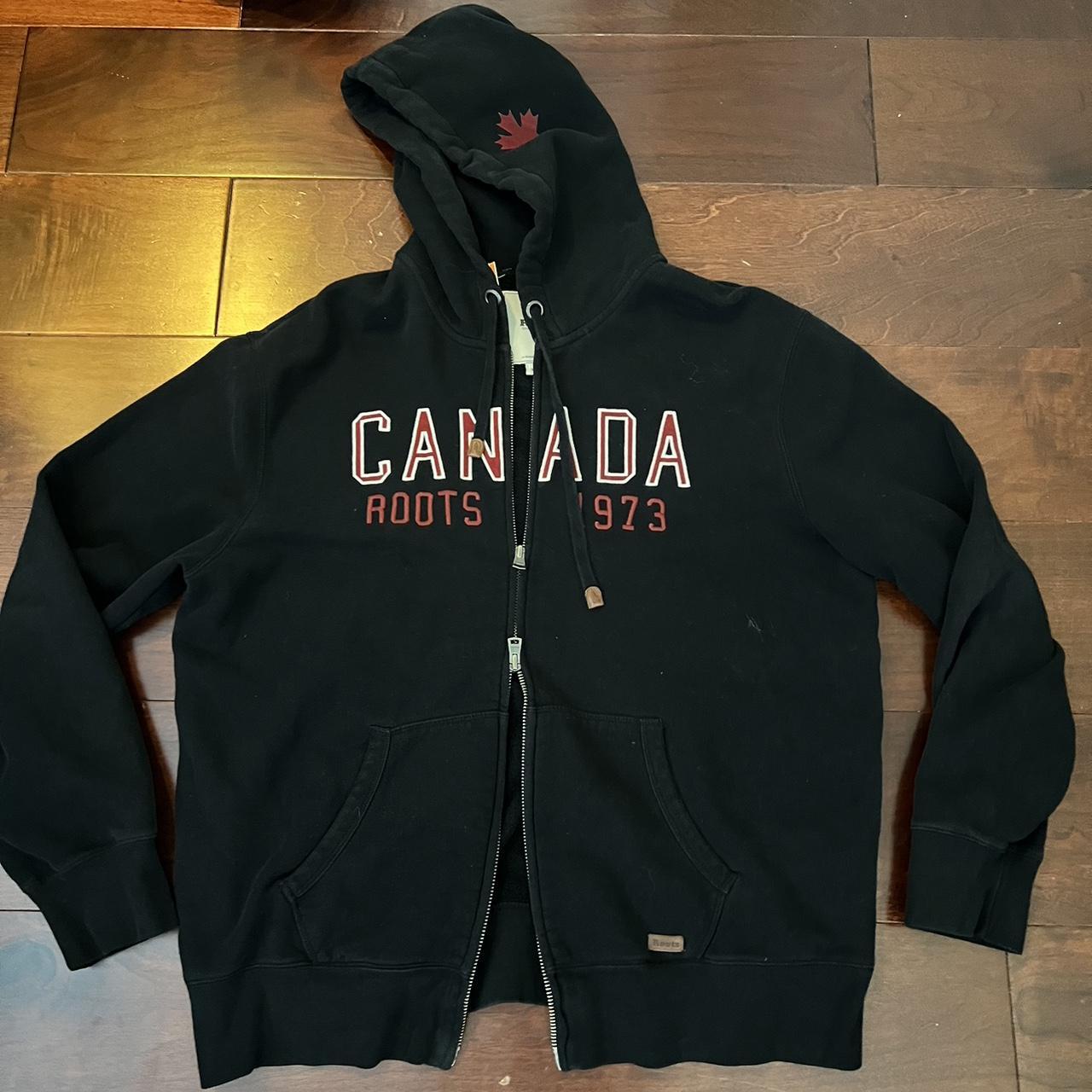 Canada roots 1973 black double zipper maple leaf... - Depop