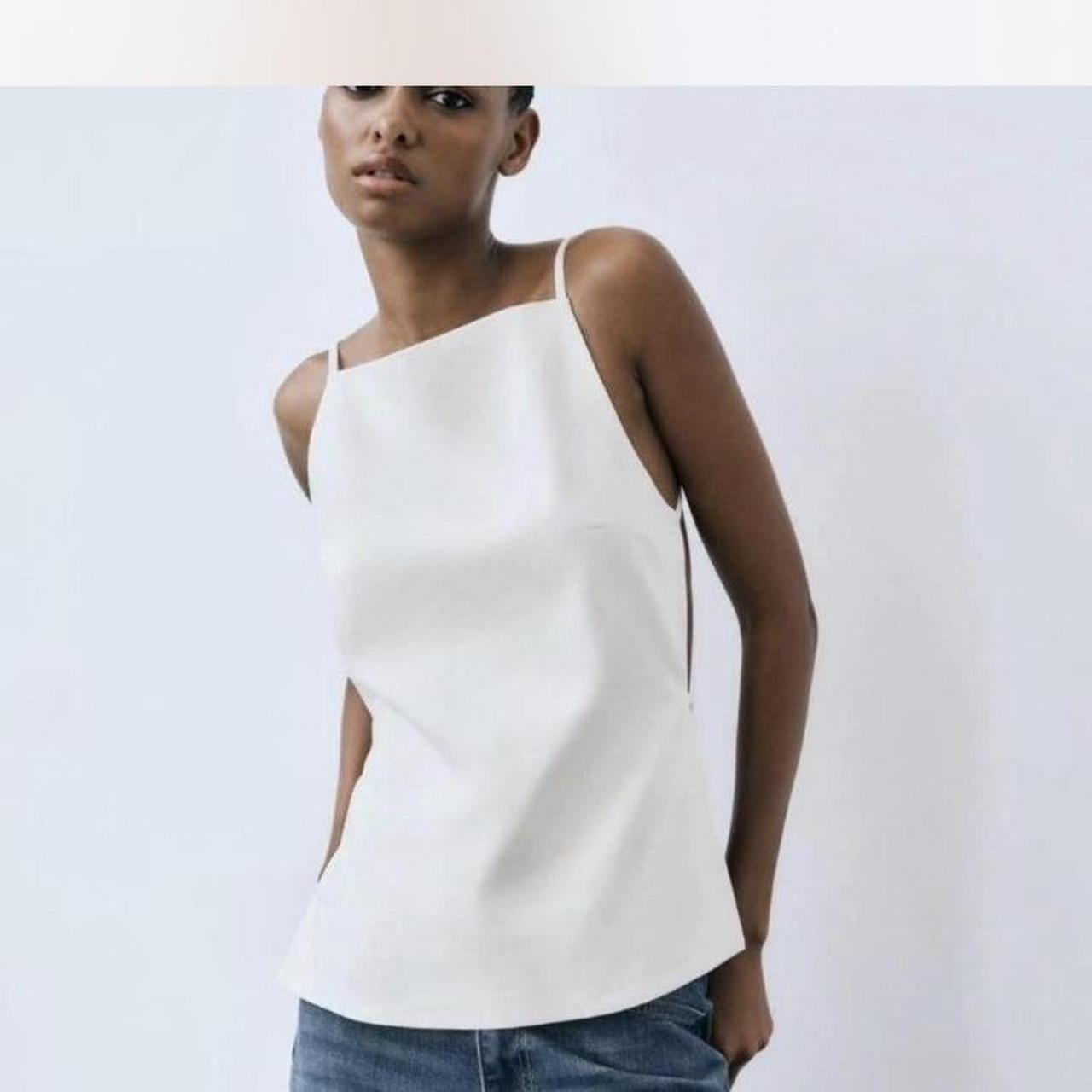 Zara white linen backless top. Size X small Worn... - Depop