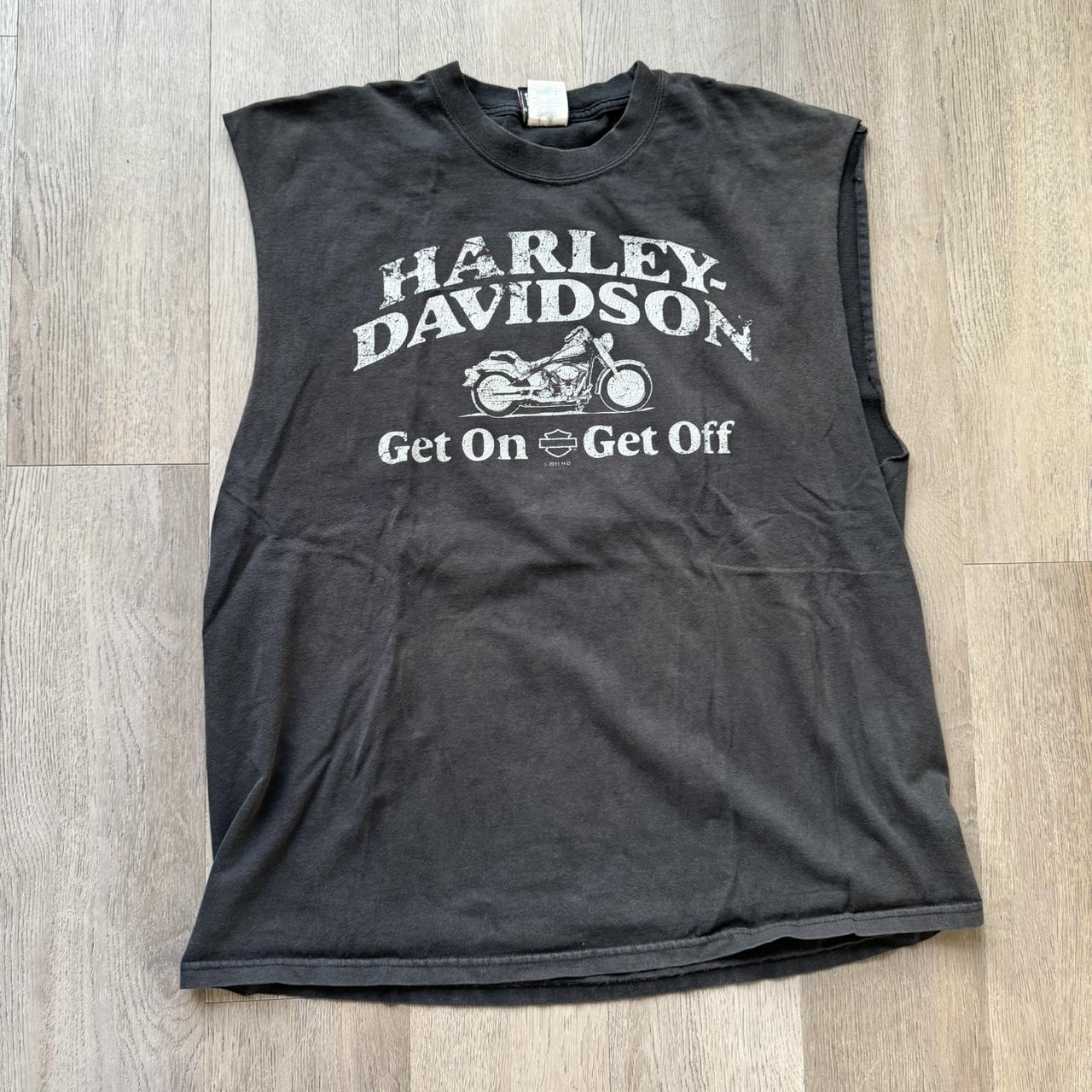 Vintage Harley Cut Off Tee Size: XL Flaws:... - Depop
