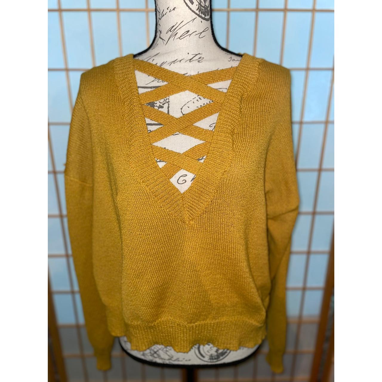 Women’s mustard yellow long sleeve pullover sweater,... | Depop