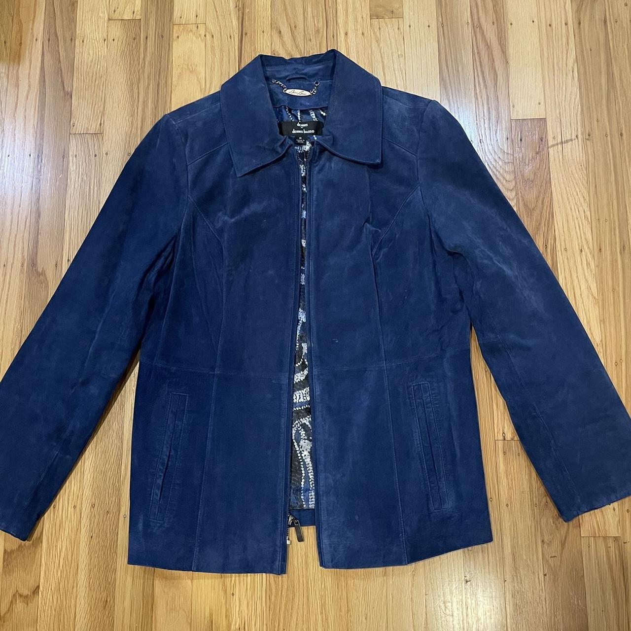 Dennis By Dennis Basso Jacket Dark Blue Suede Zip Depop