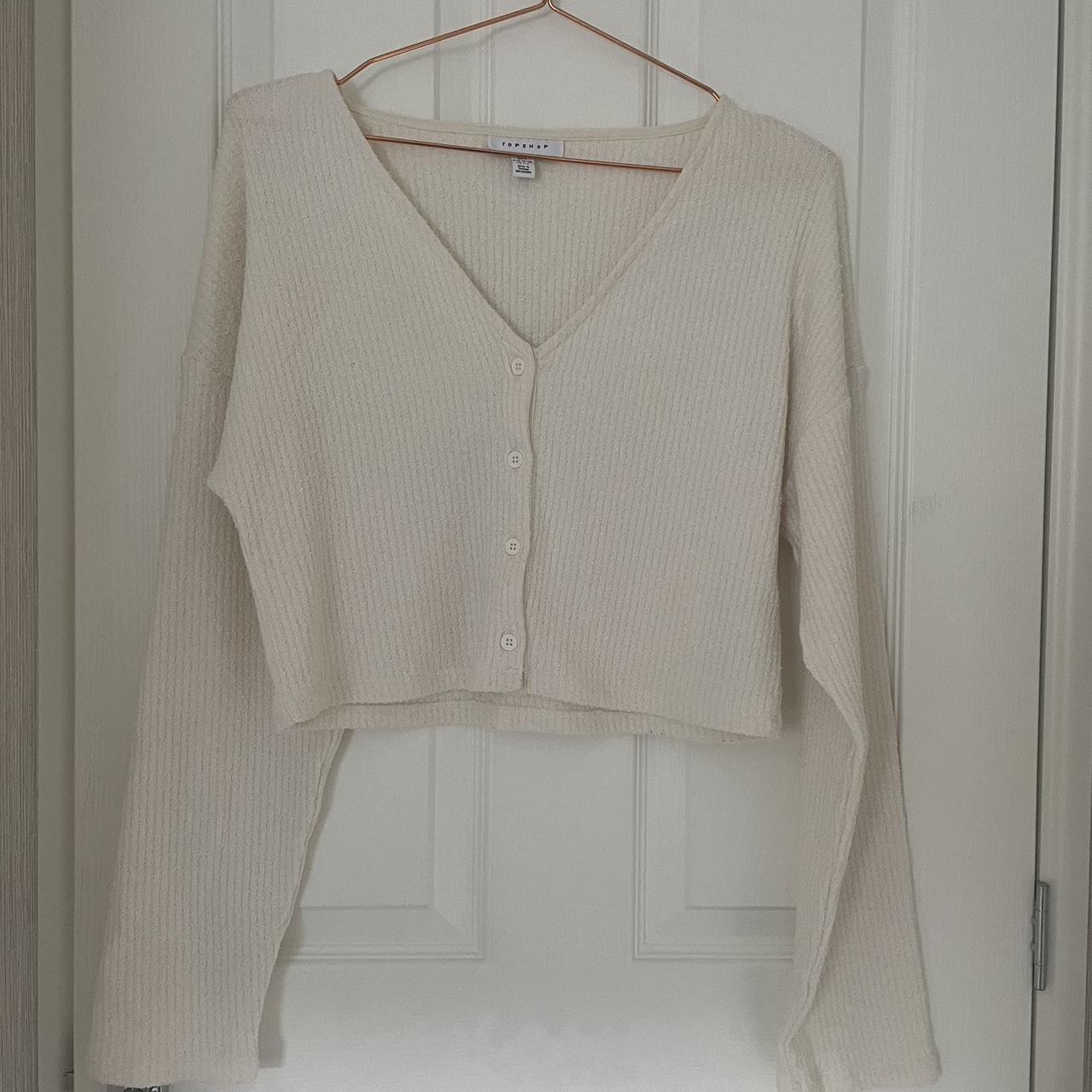 cream cropped cardigan • Long sleeved | Buttons... - Depop