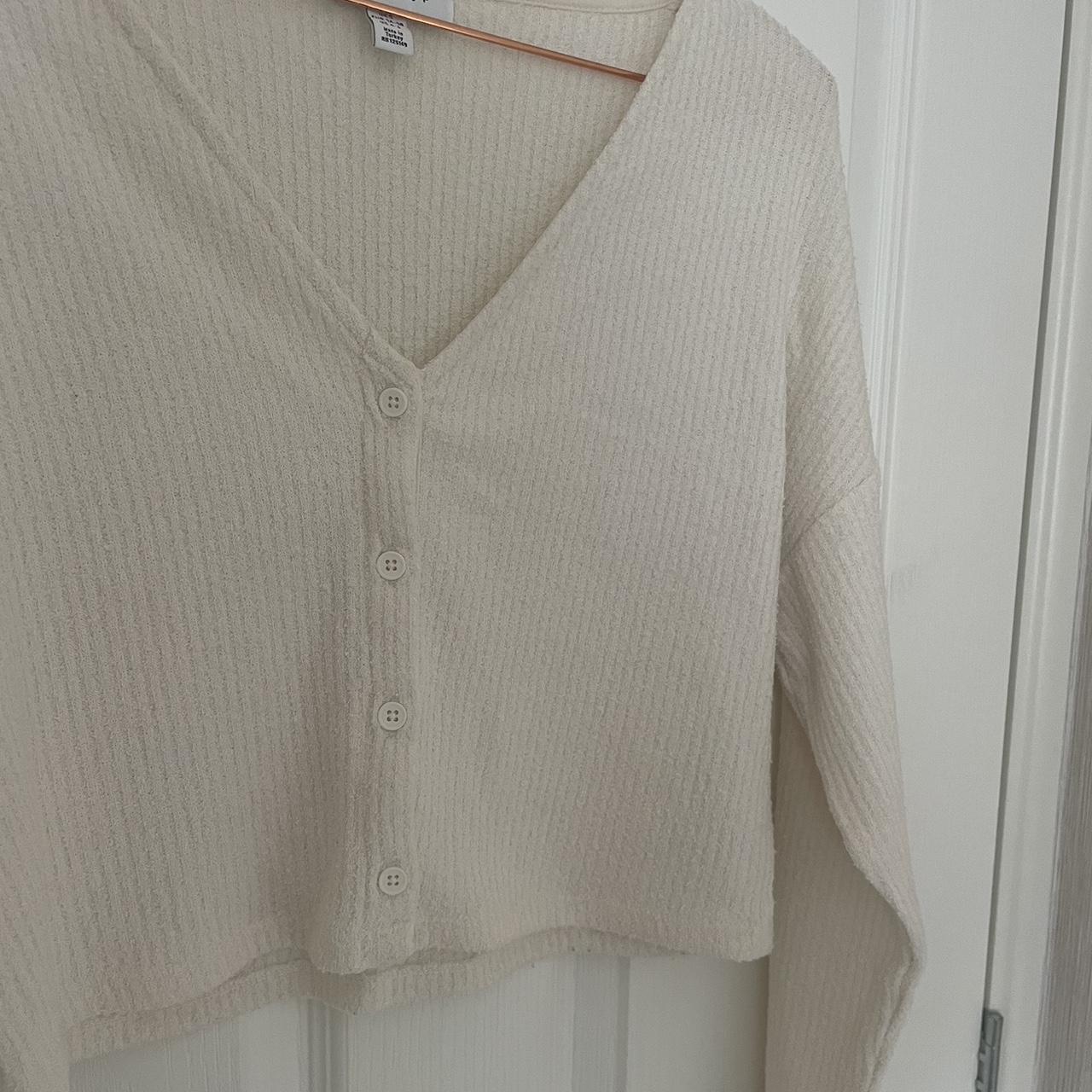 cream cropped cardigan • Long sleeved | Buttons... - Depop