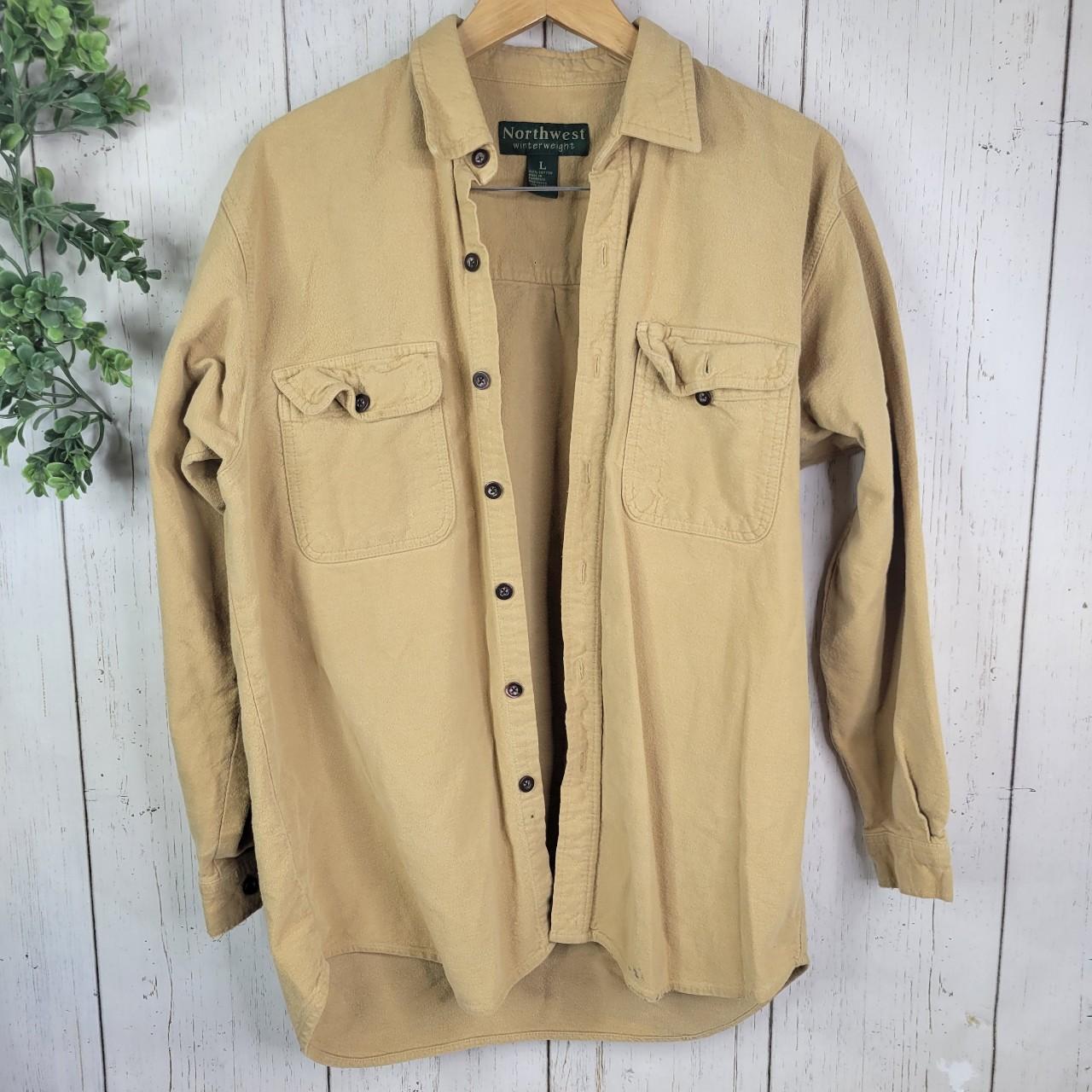 Thick cotton shacket flannel Cream colored Northwest... - Depop
