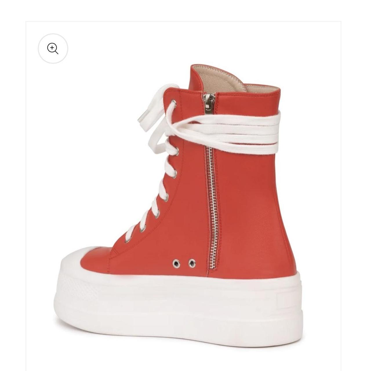 Shane Justin red platform sneakers Worn once!... - Depop