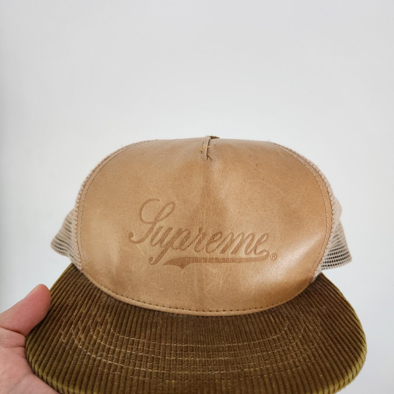Supreme tan leather and corduroy trucker fw2012.... - Depop