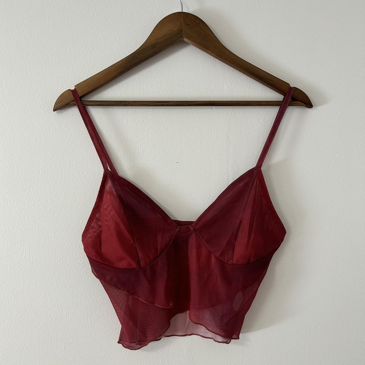 Mesh red cami Labeled M Best fits small/medium Never... - Depop