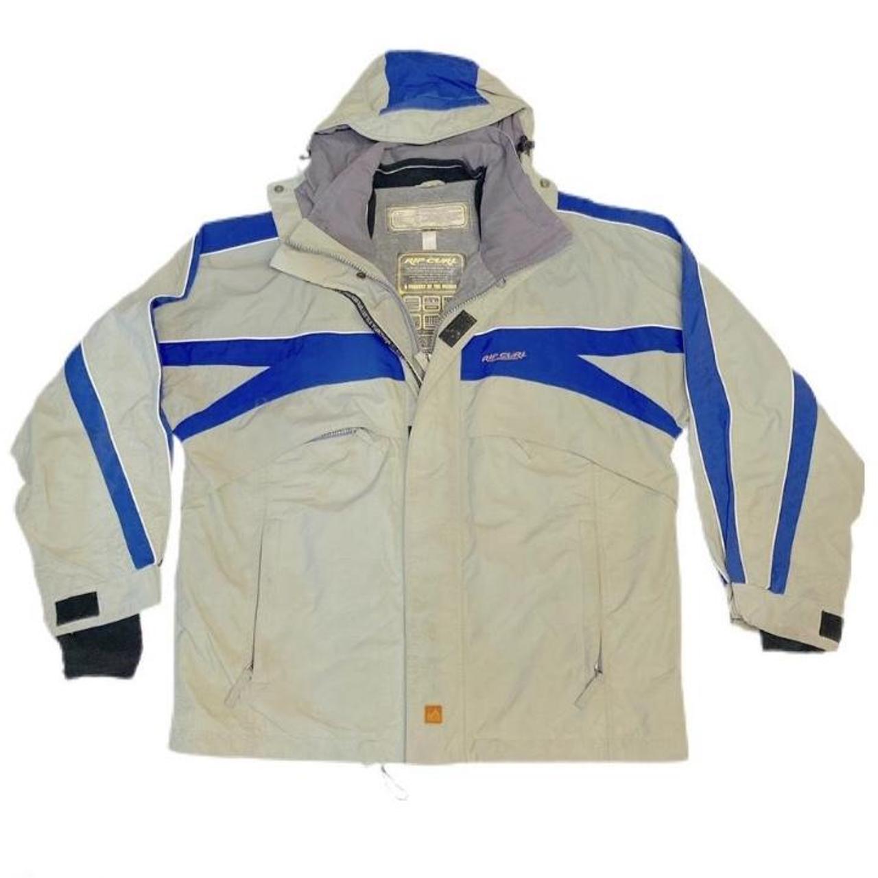 Rip Curl Men's Grey and Blue Jacket | Depop