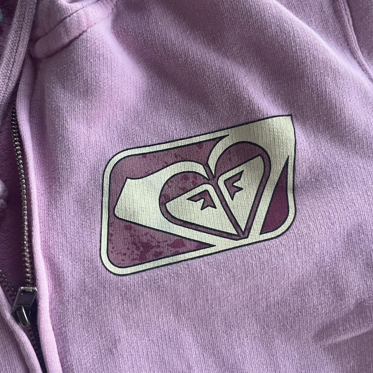 Roxy - Vintage Pink Cropped Zip Up Jacket Hoodie... - Depop