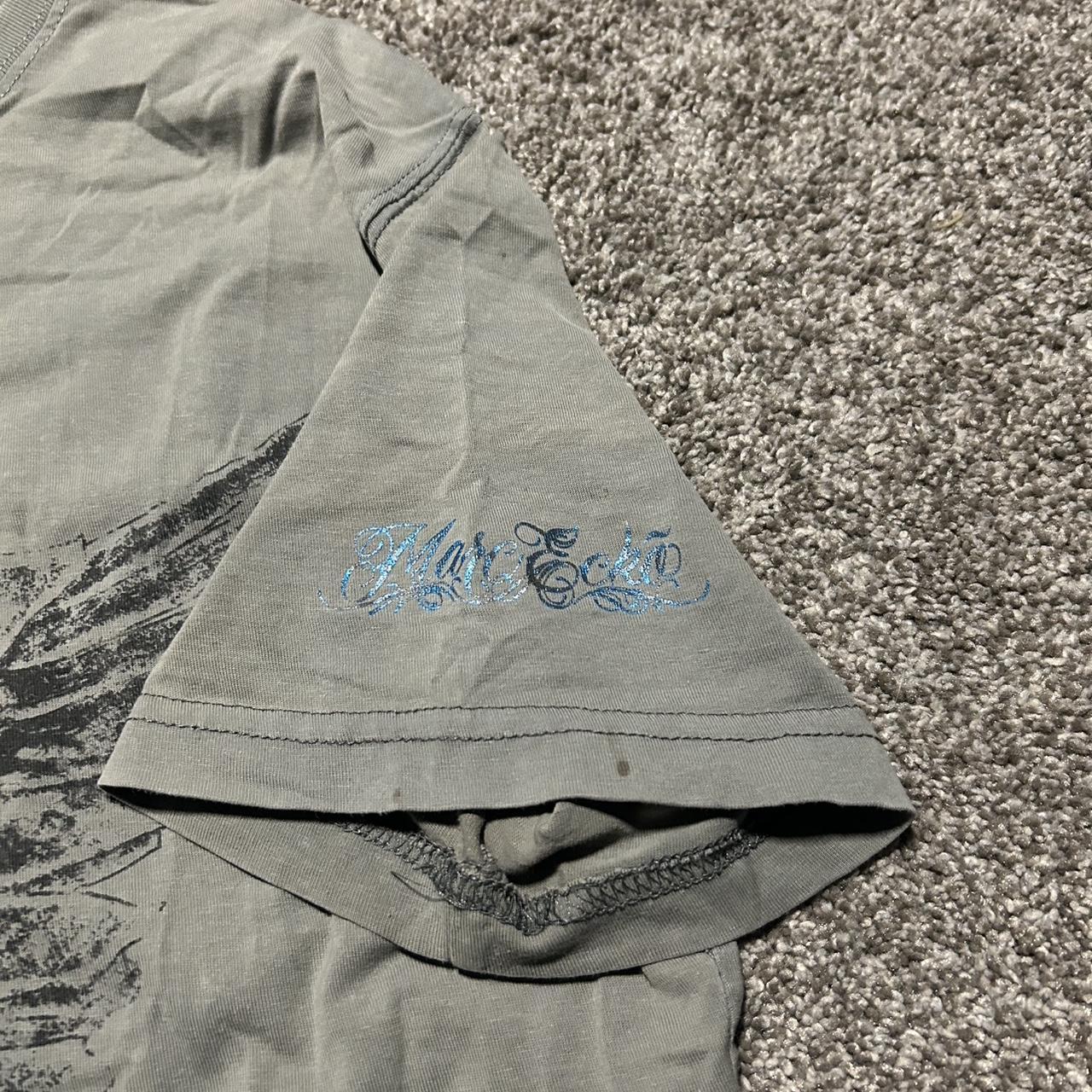 Marc Ecko grey and black shirt with Affliction-style... | Depop
