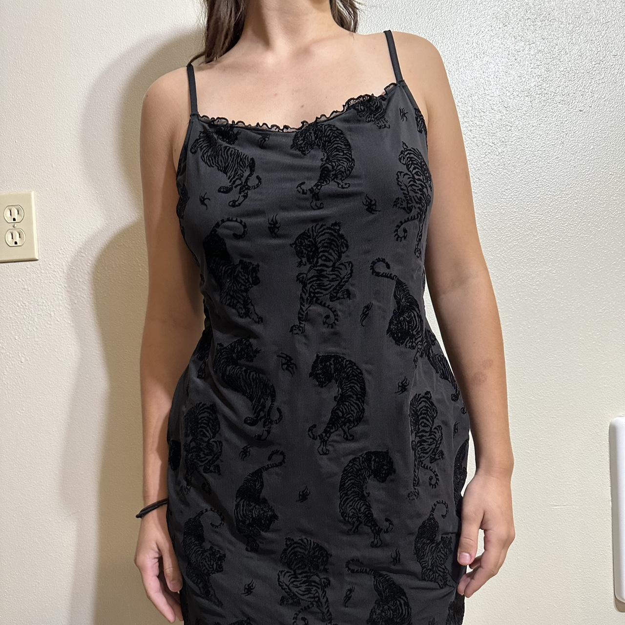 super cute black tiger dress(tigers velvet) size... - Depop