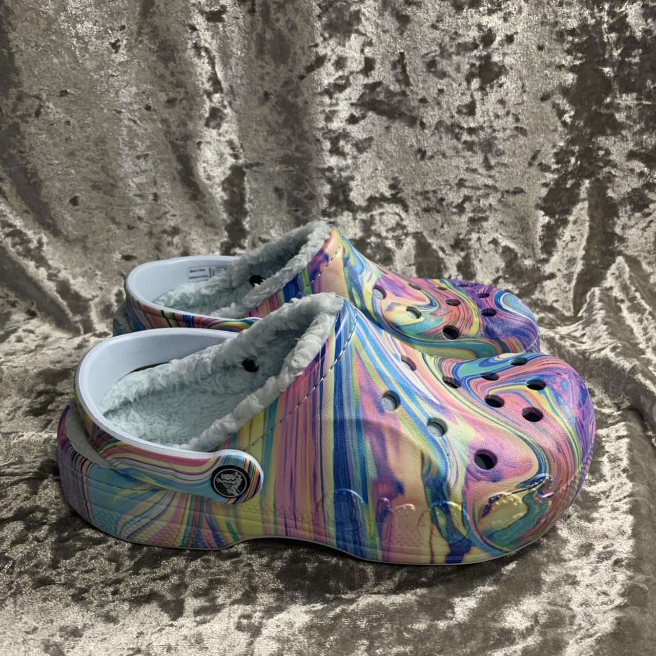 Brand new mix color swirl print with fur... - Depop