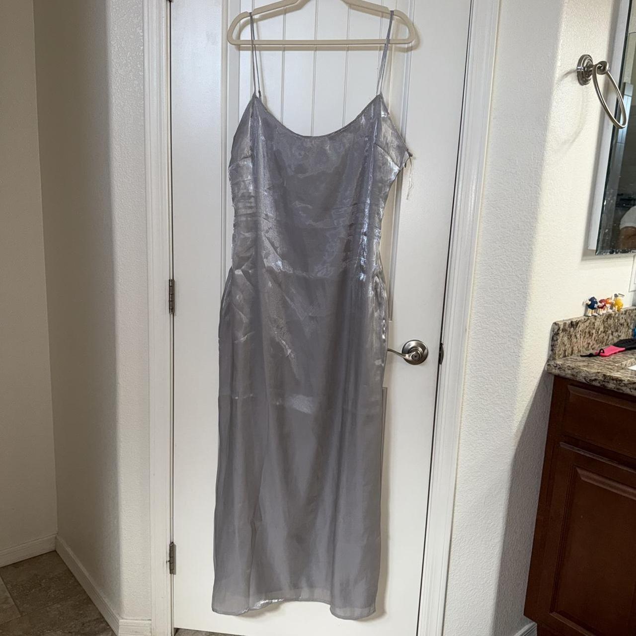 silver princess polly prom dress with adjustable... | Depop