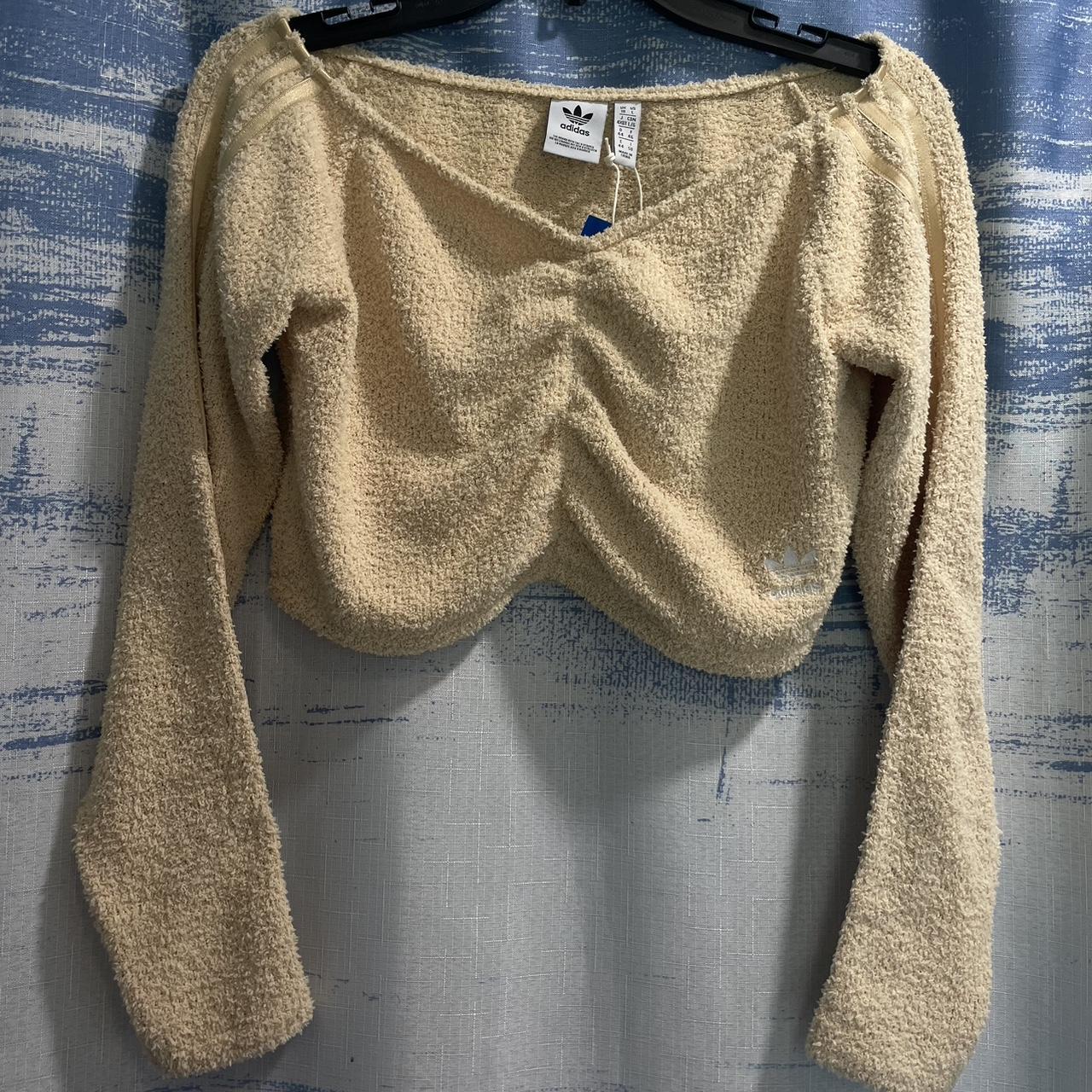 NWT Adidas Fuzzy Wubby Cozy Long Sleeve Crop Cinched... - Depop