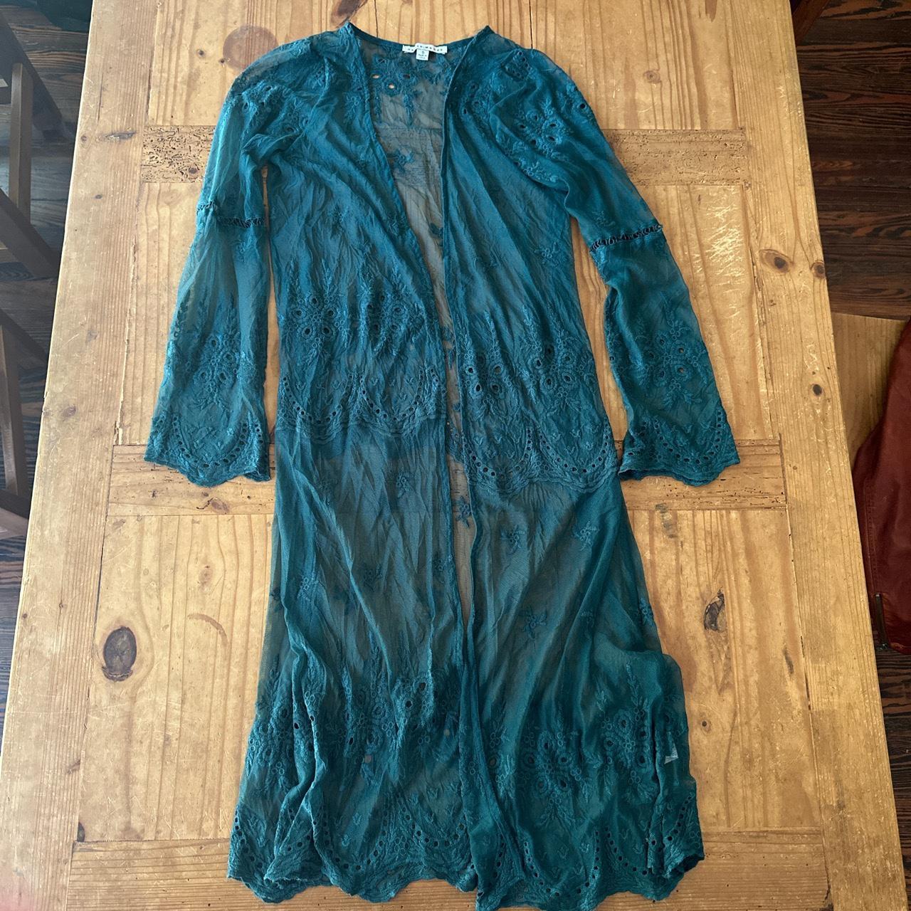 Beautiful lace and mesh duster with long sleeves.... - Depop