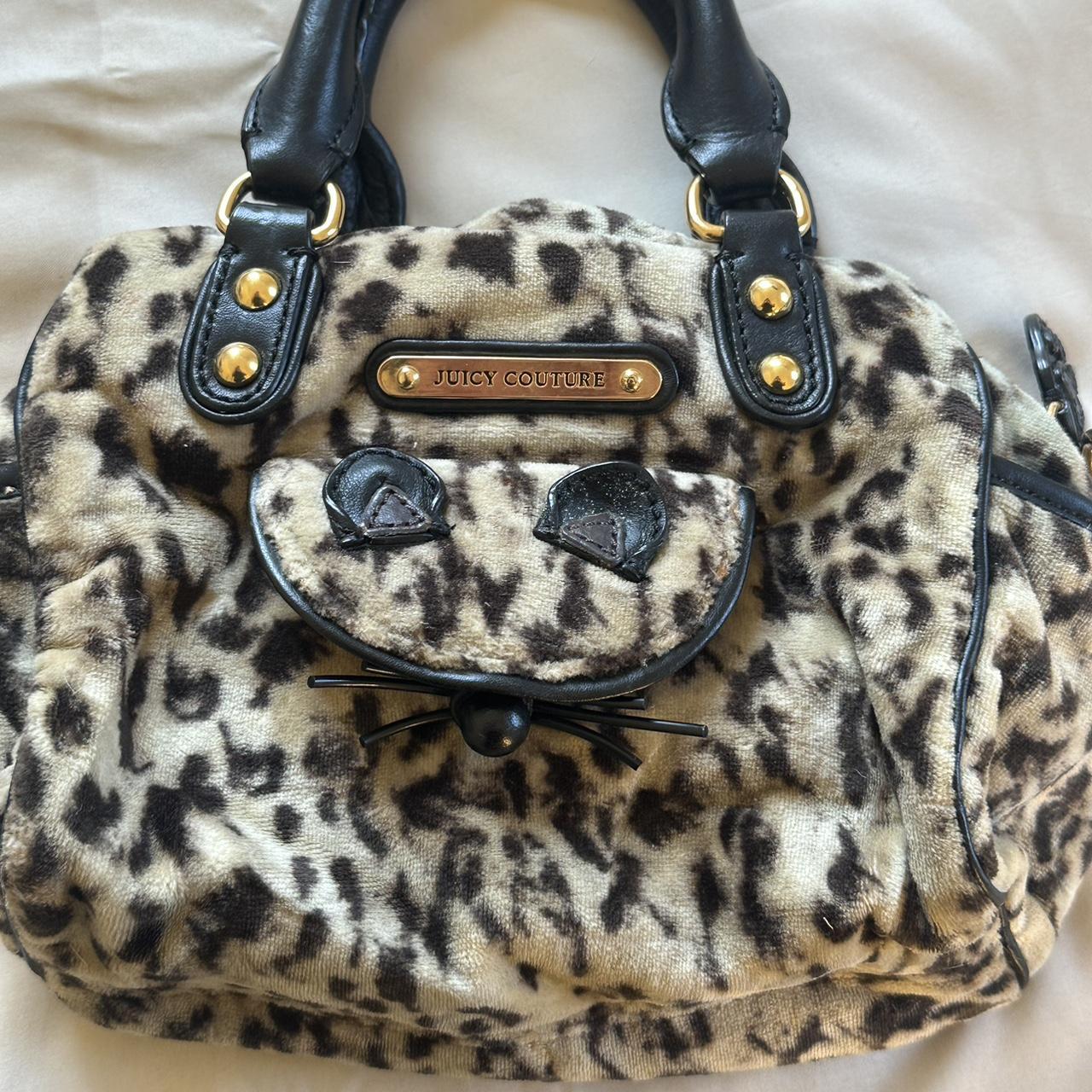 Juicy Couture leopard print bag in black and cream... - Depop