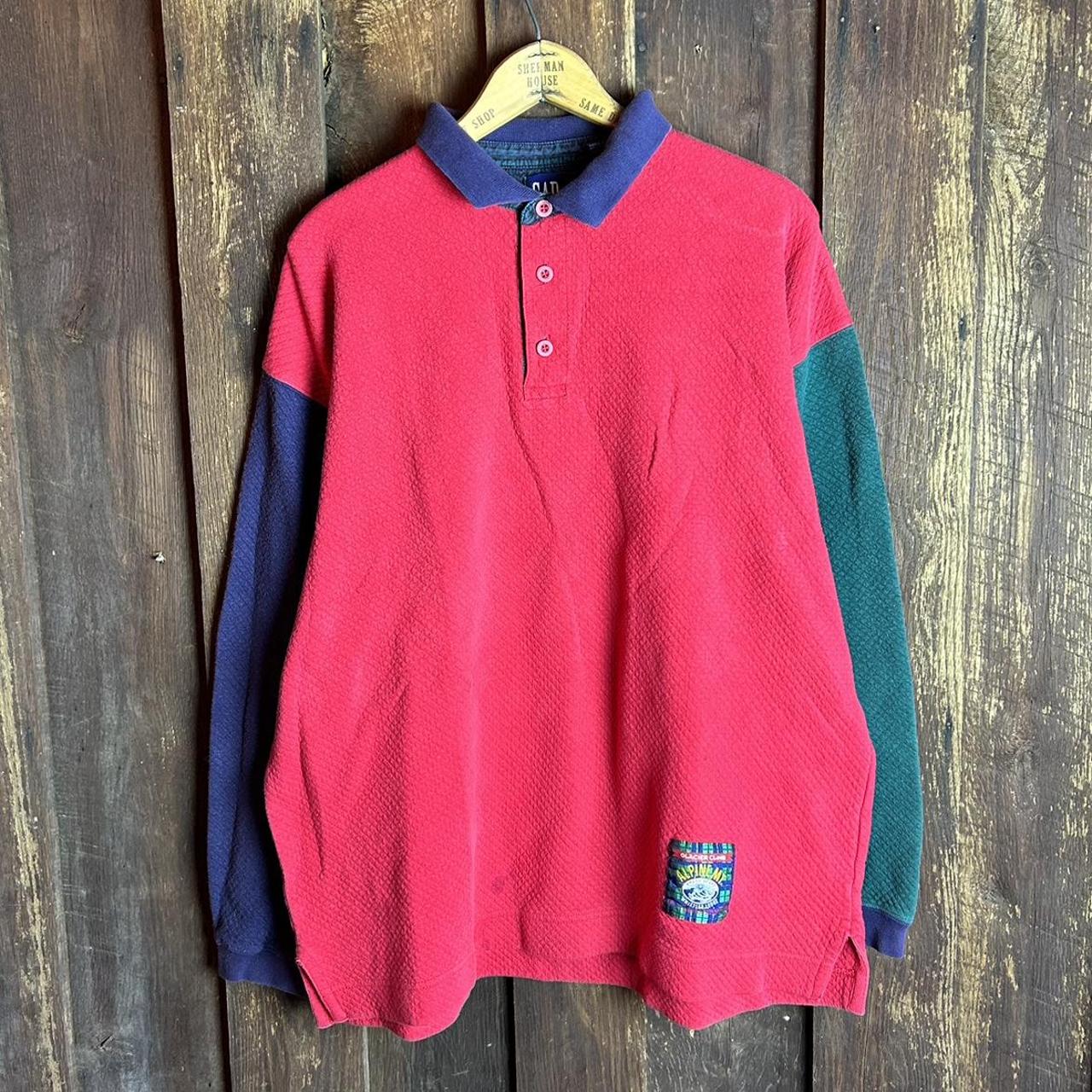 Vintage 1990s 3 Tone Gap Cotton Rugby Shirt. Size... - Depop