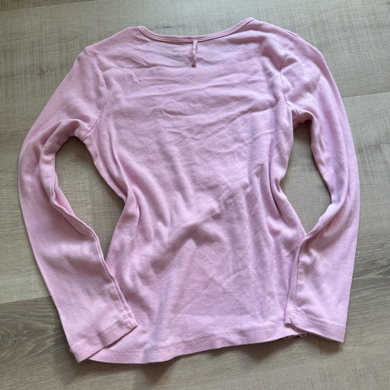 pink cyber y2k embellished rhinestone long sleeve... - Depop