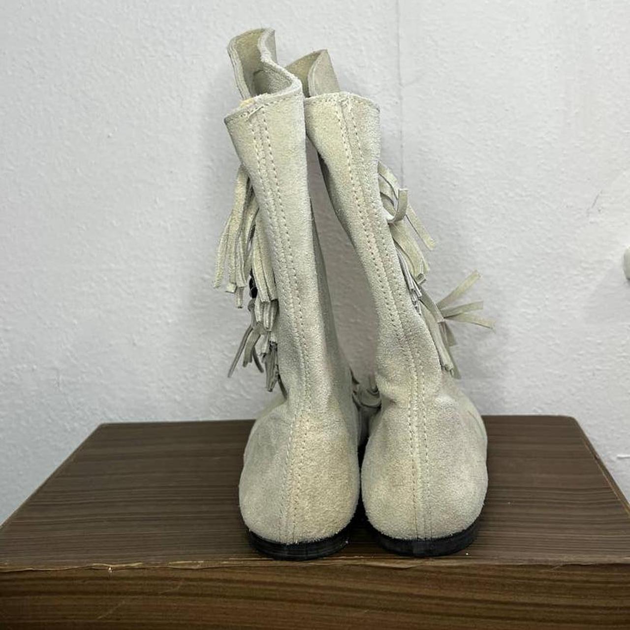 1960s Suede Fringe Booties | Silver Buckle | Leather... - Depop