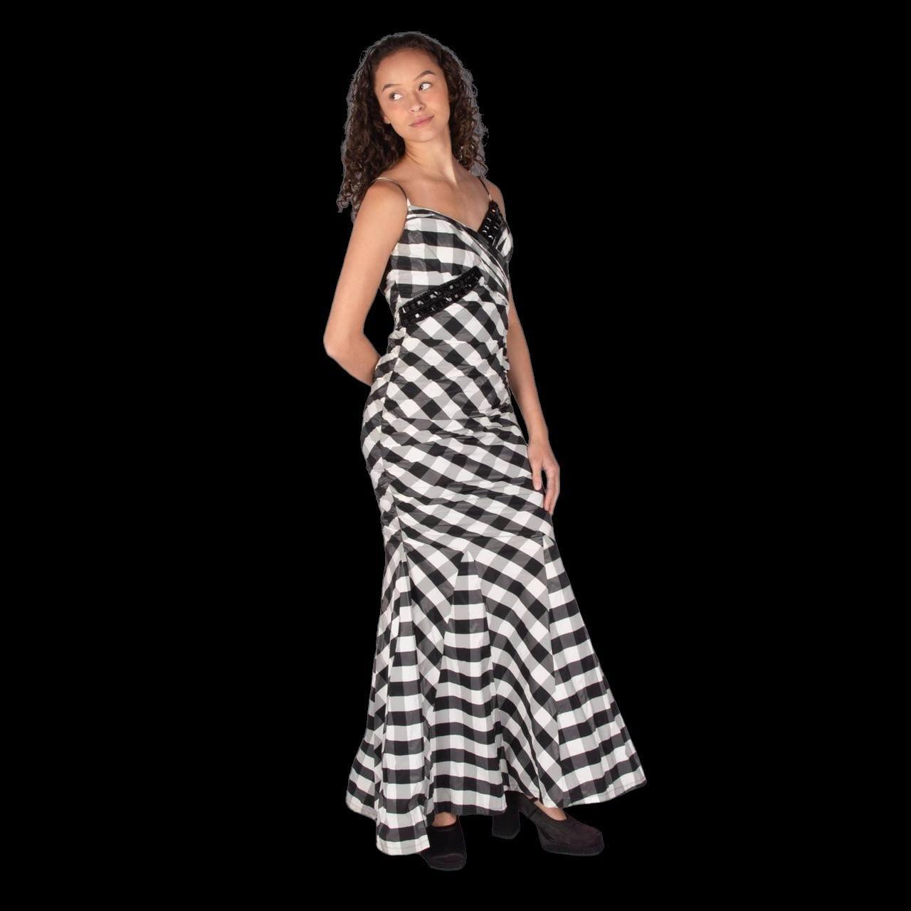 Vintage Checkered Prom Dress Vintage black and white... - Depop