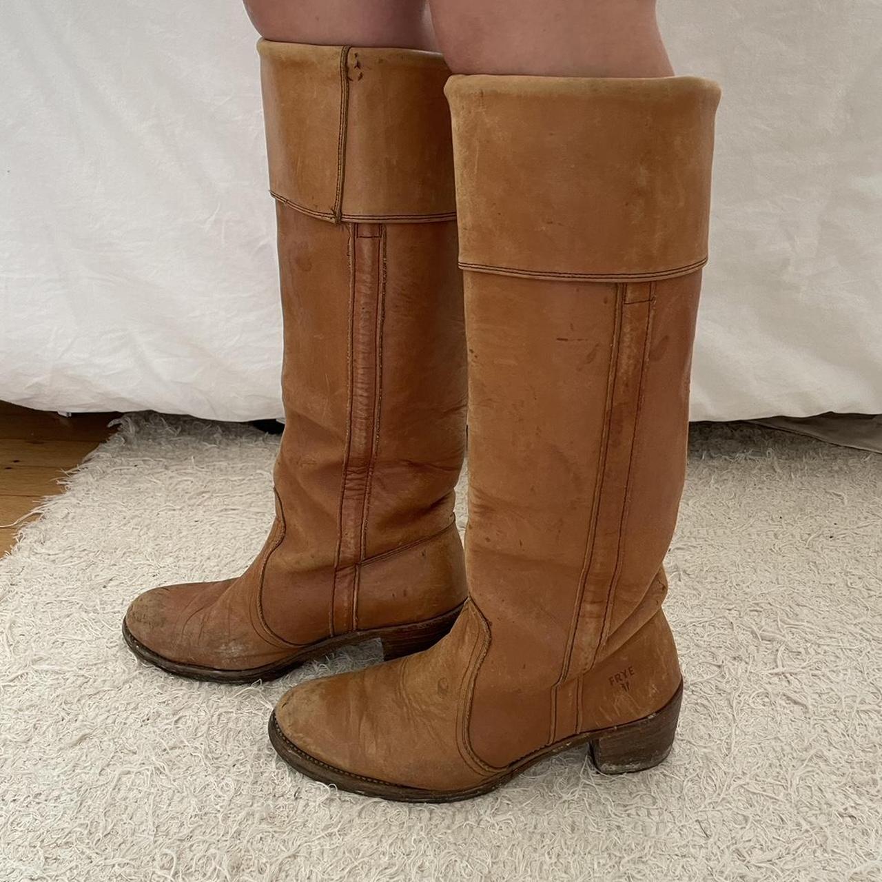 Frye tan leather riding boots 💛 so cute and... - Depop