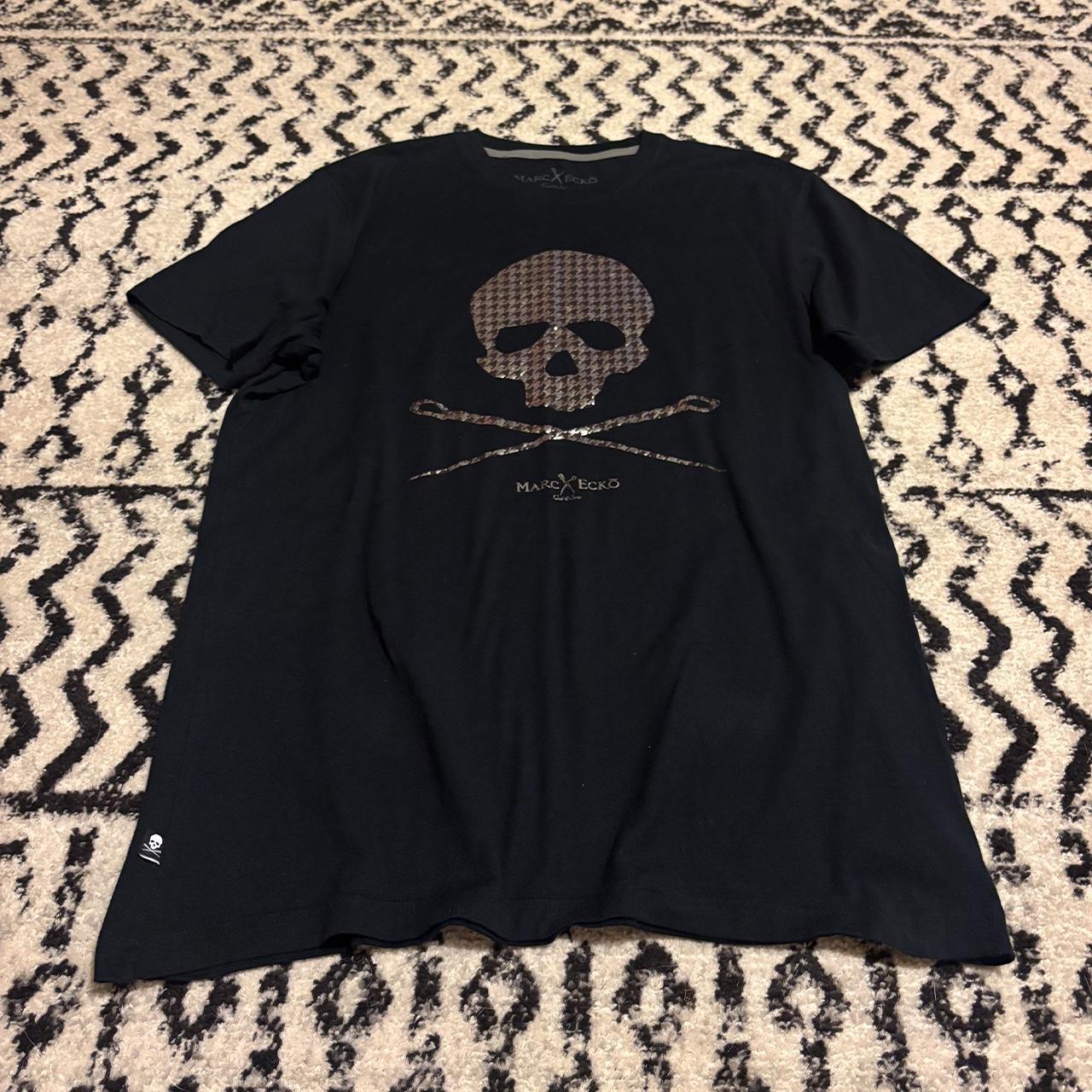 2000s Marc Ecko skull graphic men’s black tee. Super... | Depop