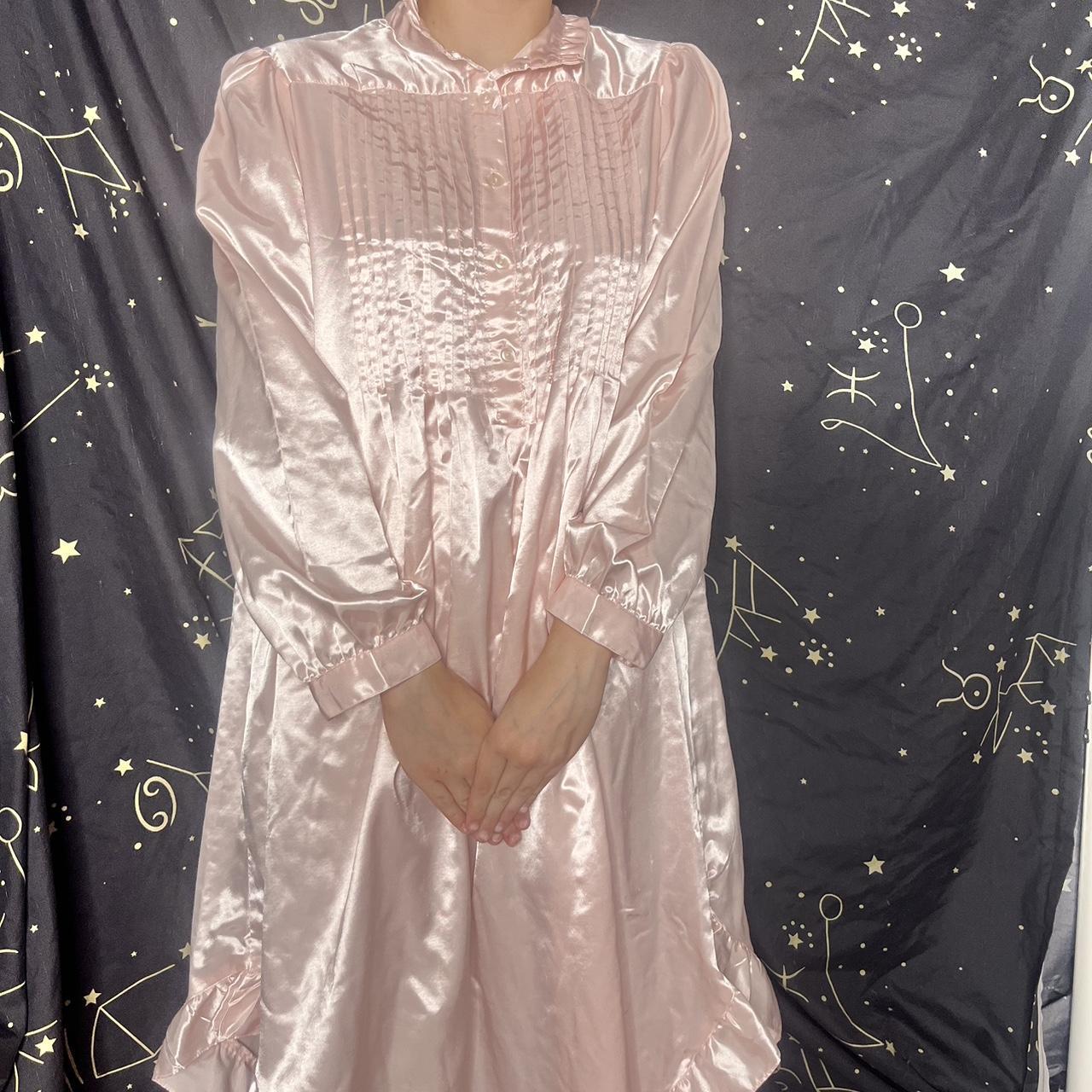 Pink Grandmacore Coquette Button Up Nightgown this... - Depop