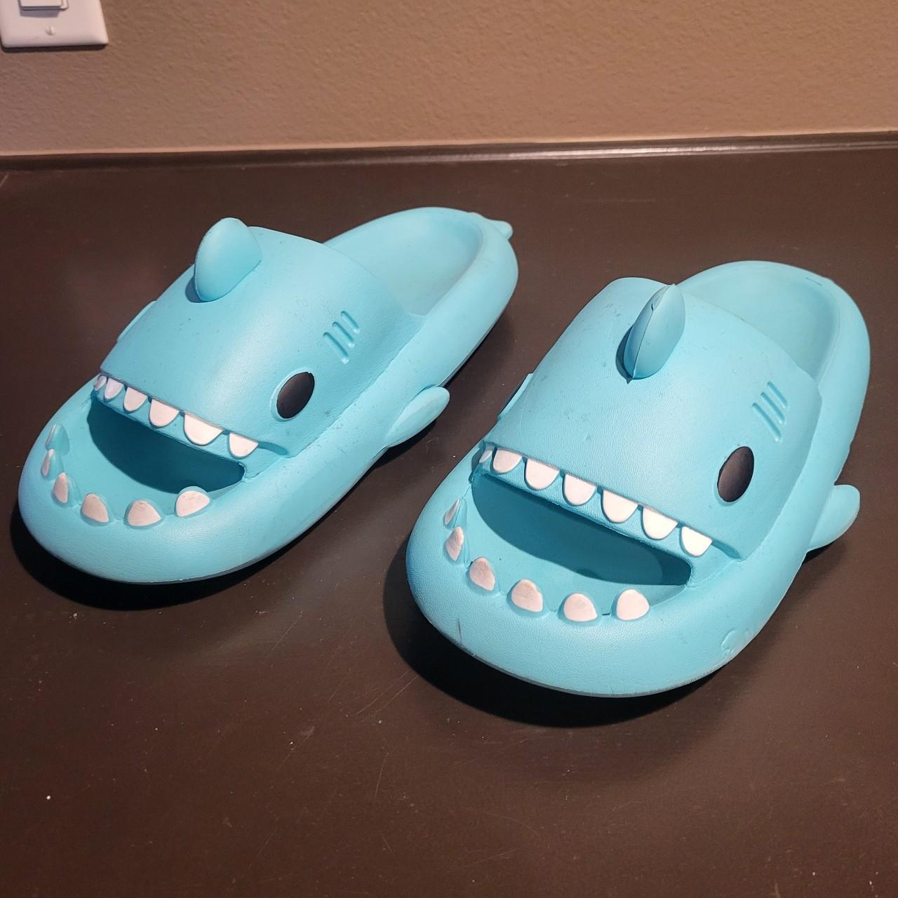 Blue Shark Slides SIZE - 11 CONDITION - EXCELLENT - Depop