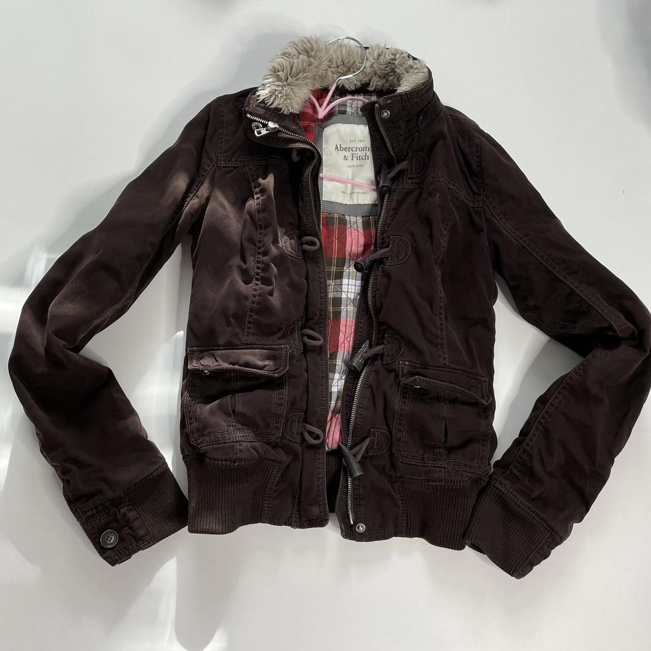 Y2K Abercrombie and Fitch brown jacket very warm and... - Depop