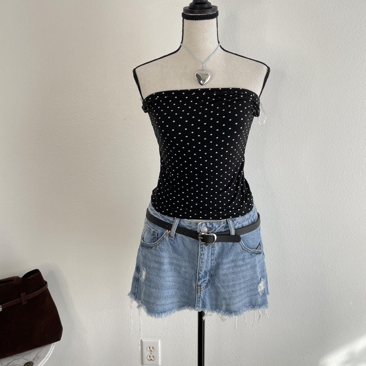 Black & white polka dot tube top brand is faded rose... | Depop