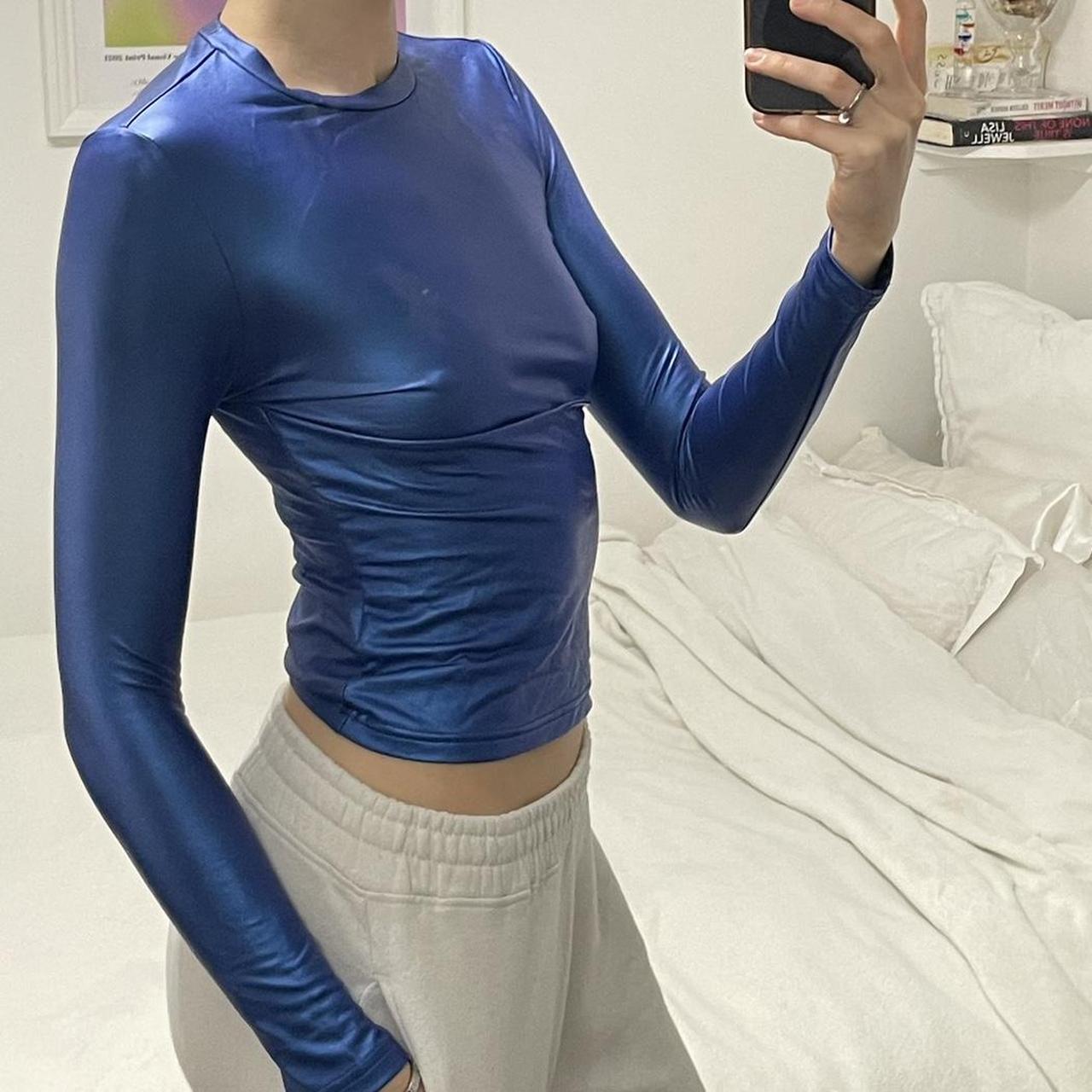 Chrome blue rave/ festival top Seen on uk... - Depop