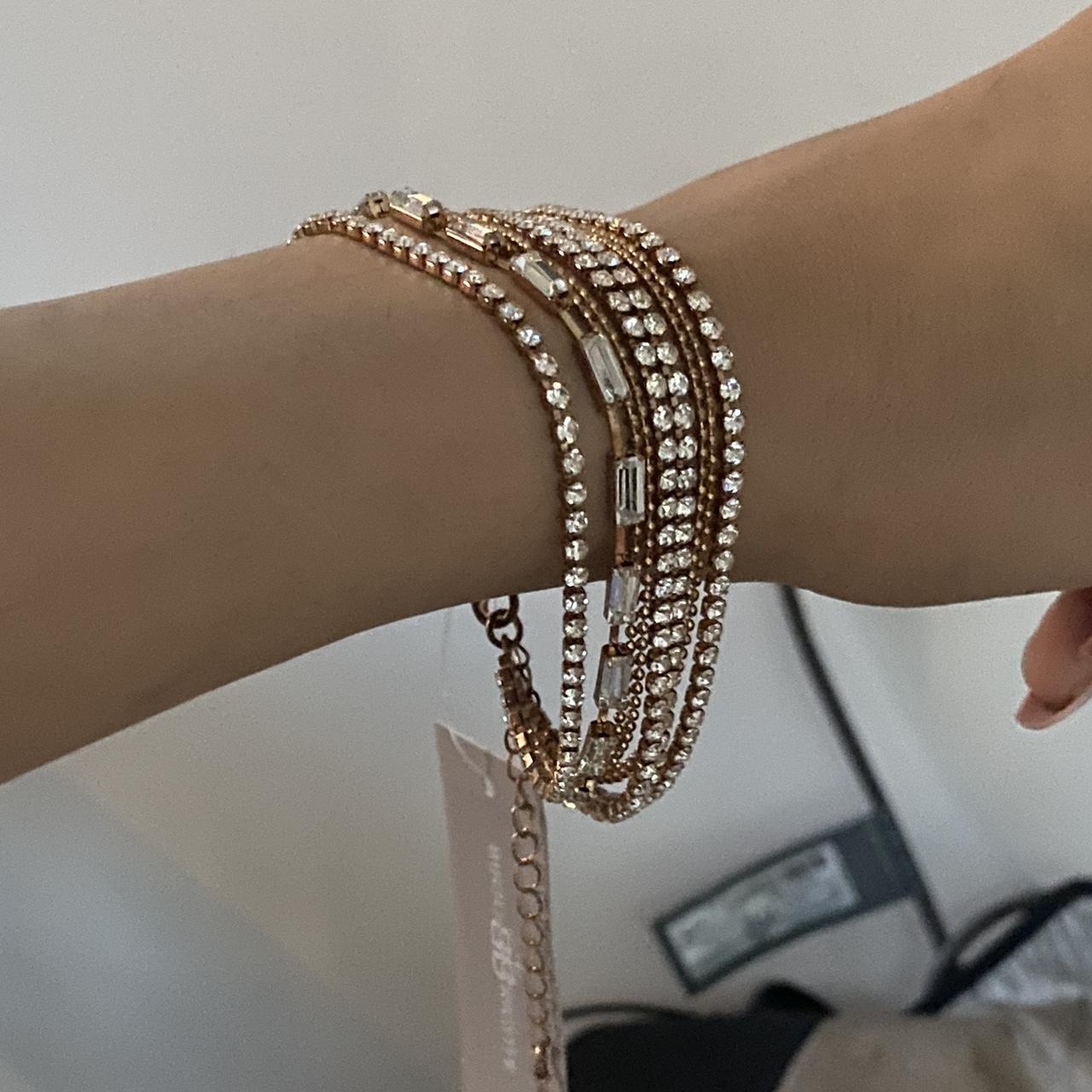 gold bracelet multiple bracelet stack attached... - Depop