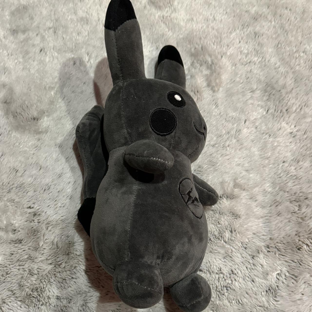Dark grey black pikachu plush. Smoke free household - Depop