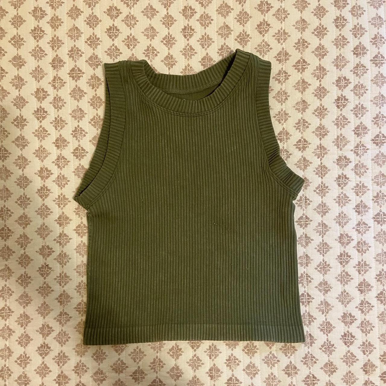 M/L army green ribbed tank. Very stretchy and... - Depop