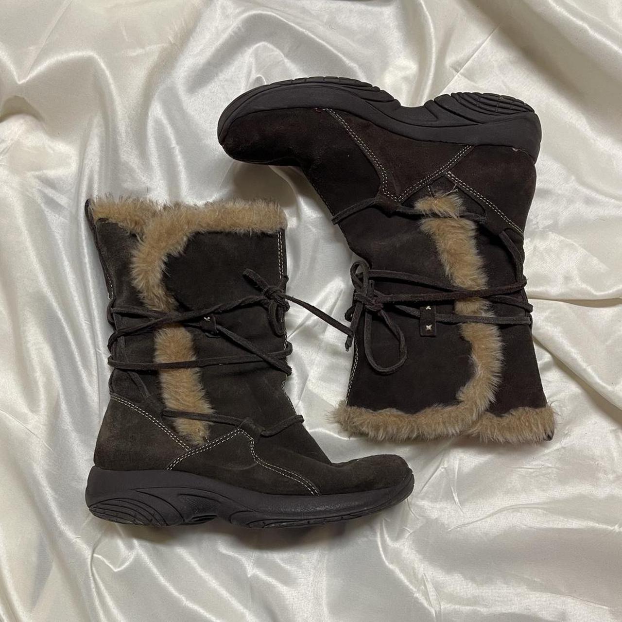 ruff hewn fur lined brown laced boots #boots #shoes... - Depop