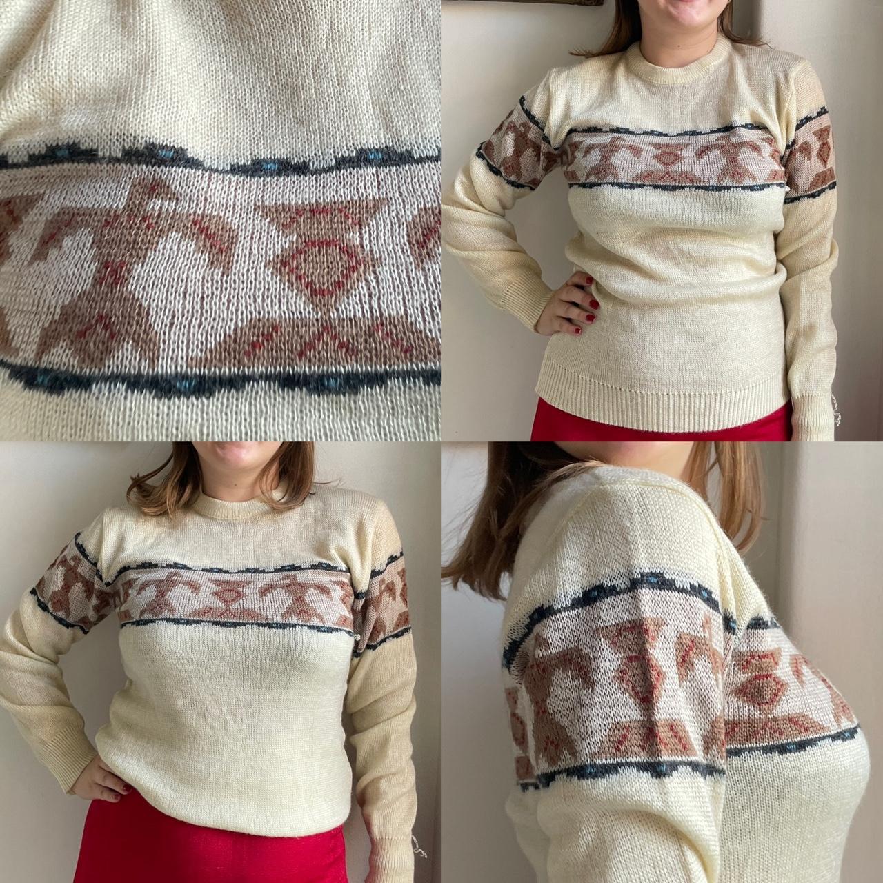 Vintage Aztec Pattern Cream Jumper Aztec inspired... - Depop