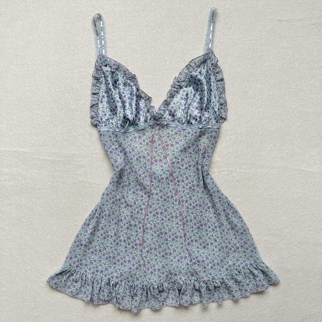 Nwt Victoria Secret Blue And Purple Floral Sheer Depop