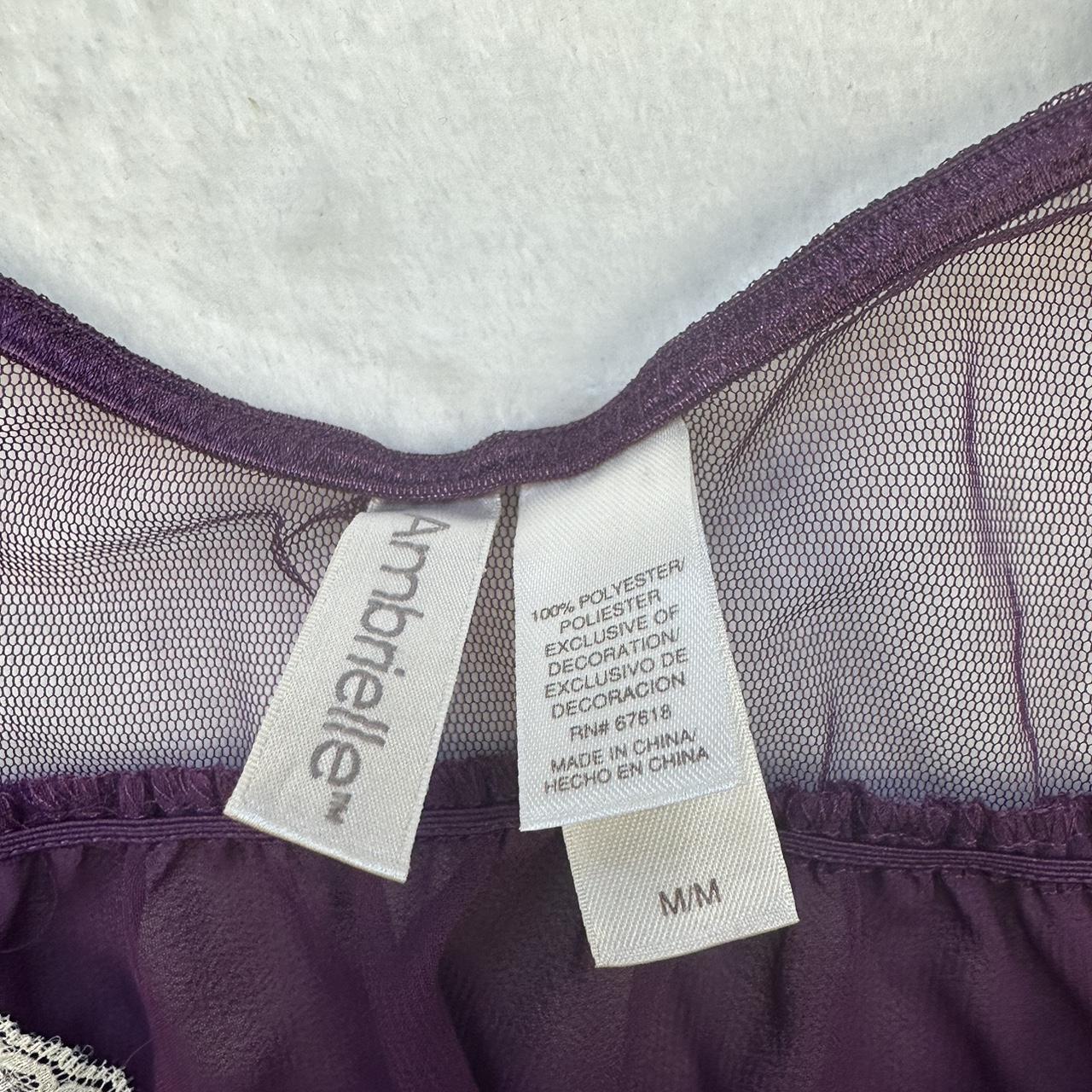 Ambrielle Plum Purple & Cream Sheer Lace Babydoll... - Depop