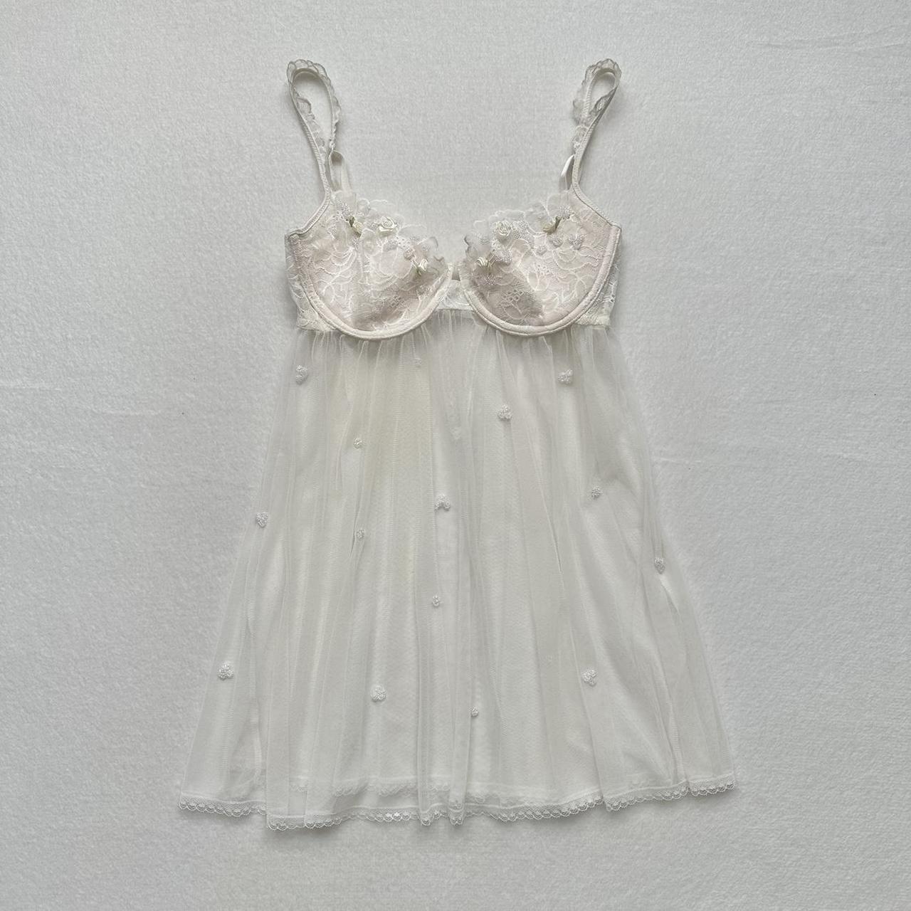 Victoria Secret White Flower Sheer Lace Babydoll ♡... - Depop