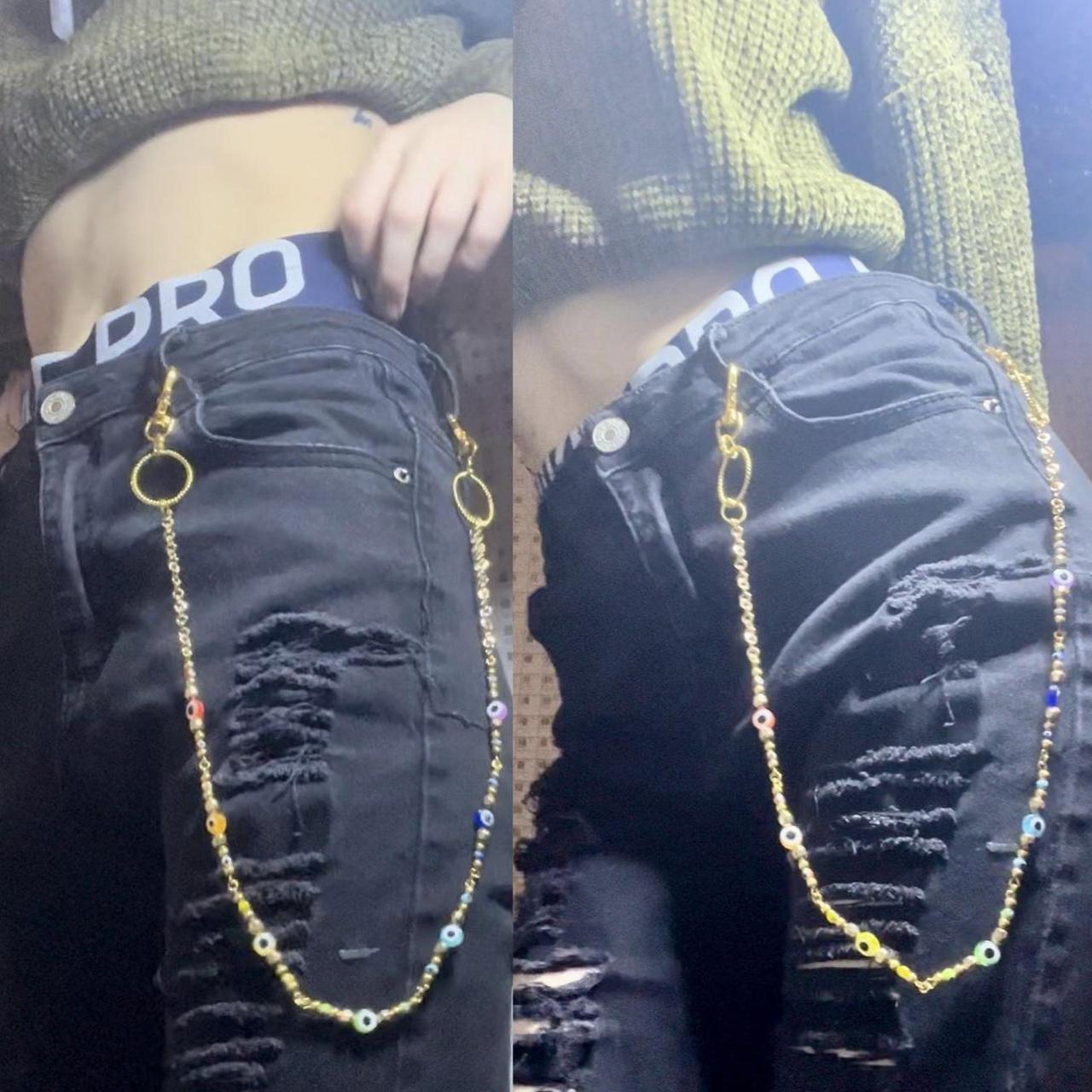 Rainbow Evil Eye Gold Pants Chain /... - Depop