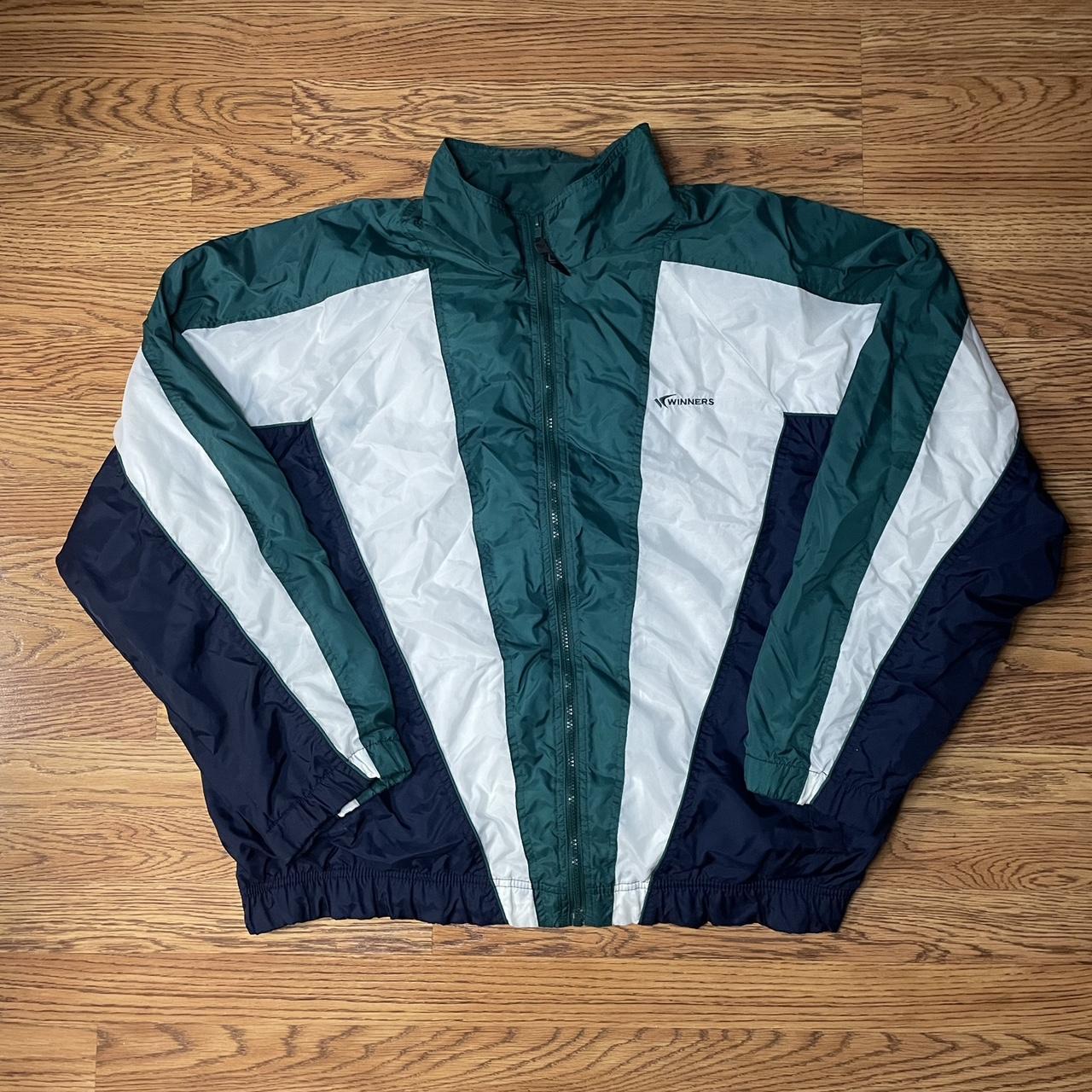 Vintage Winners Color Block Windbreaker Jacket Size... - Depop