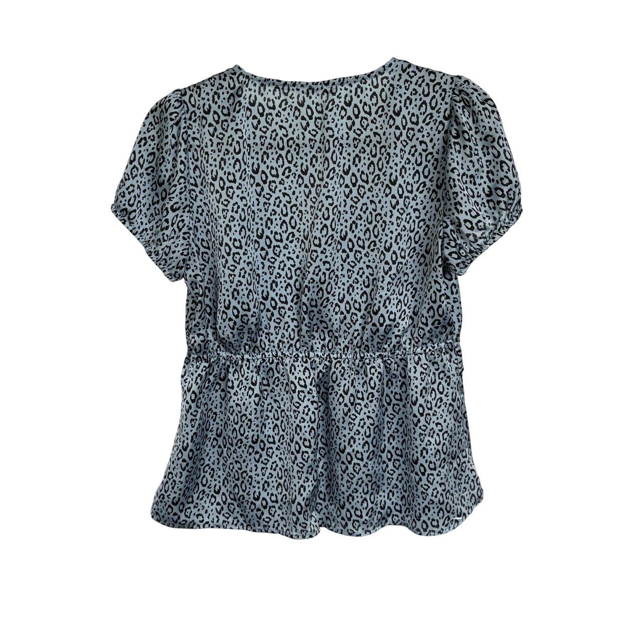 Office Siren Blue Animal Leopard Print Babydoll Y2K... | Depop