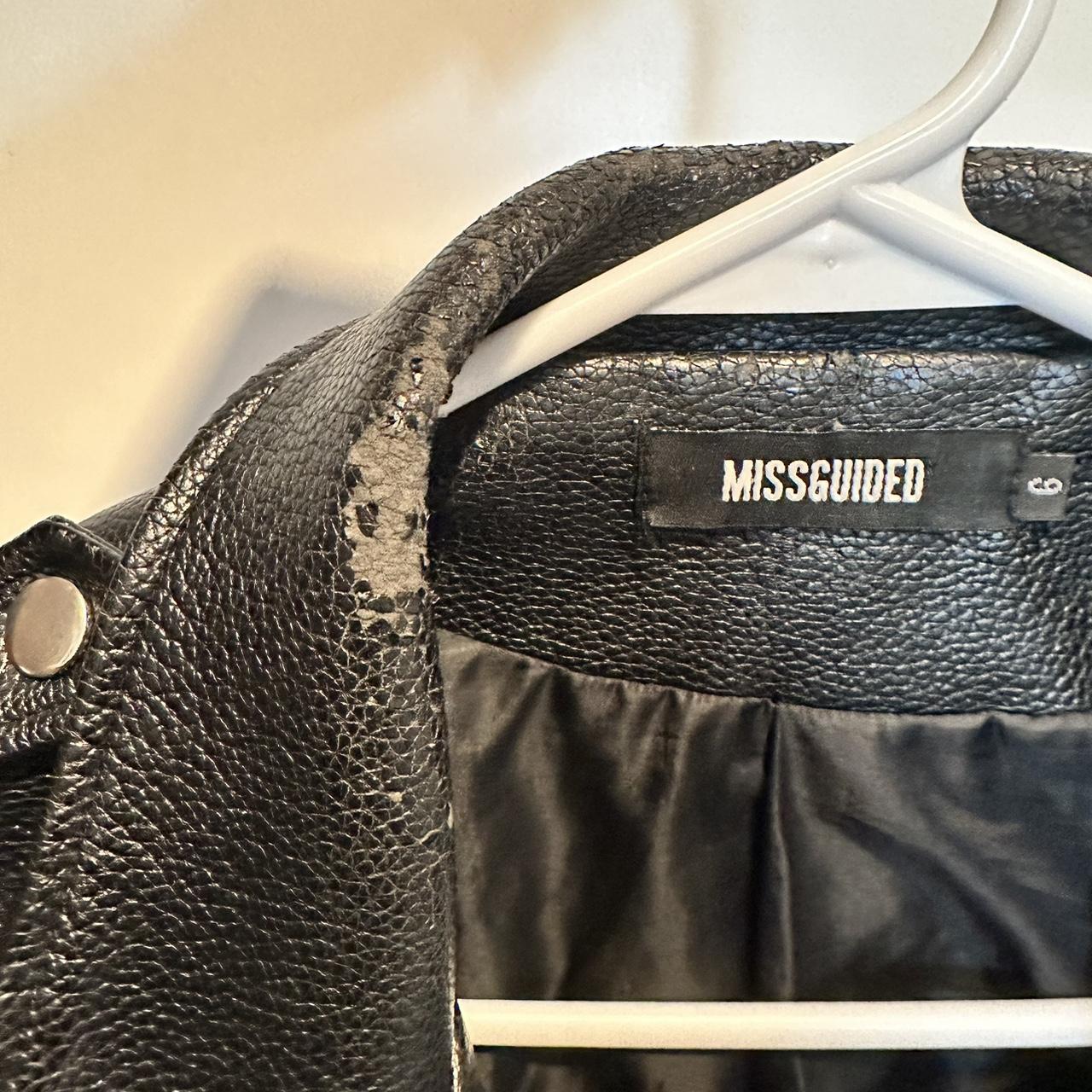 ‘Miss-guided’ faux leather biker jacket Size 6 UK.... - Depop