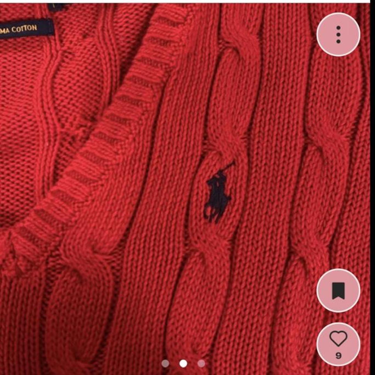 Red Ralph Lauren Cable Knit Jumper. - Depop