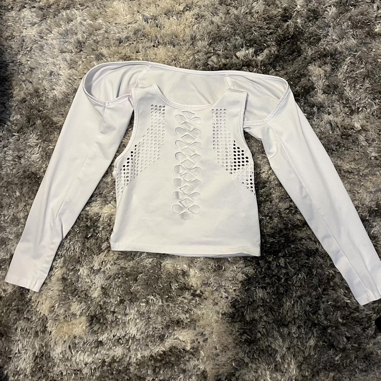 White Rave Top with detachable sleeves See through... - Depop