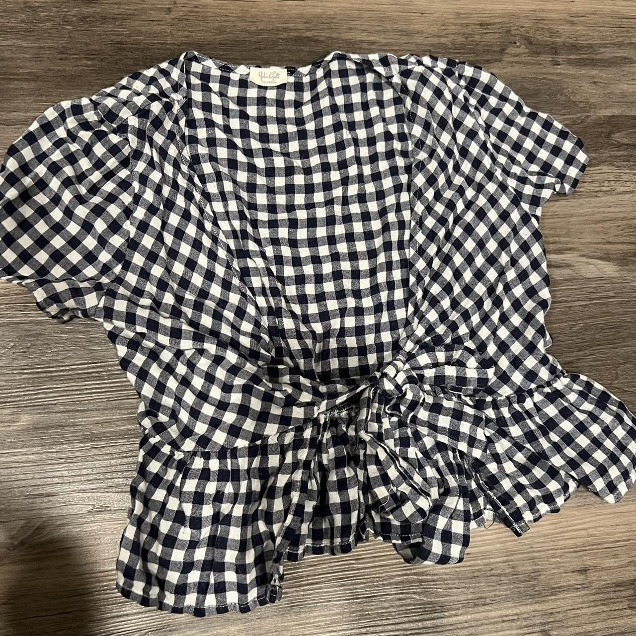 Brandy gingham style cross over shirt - Depop