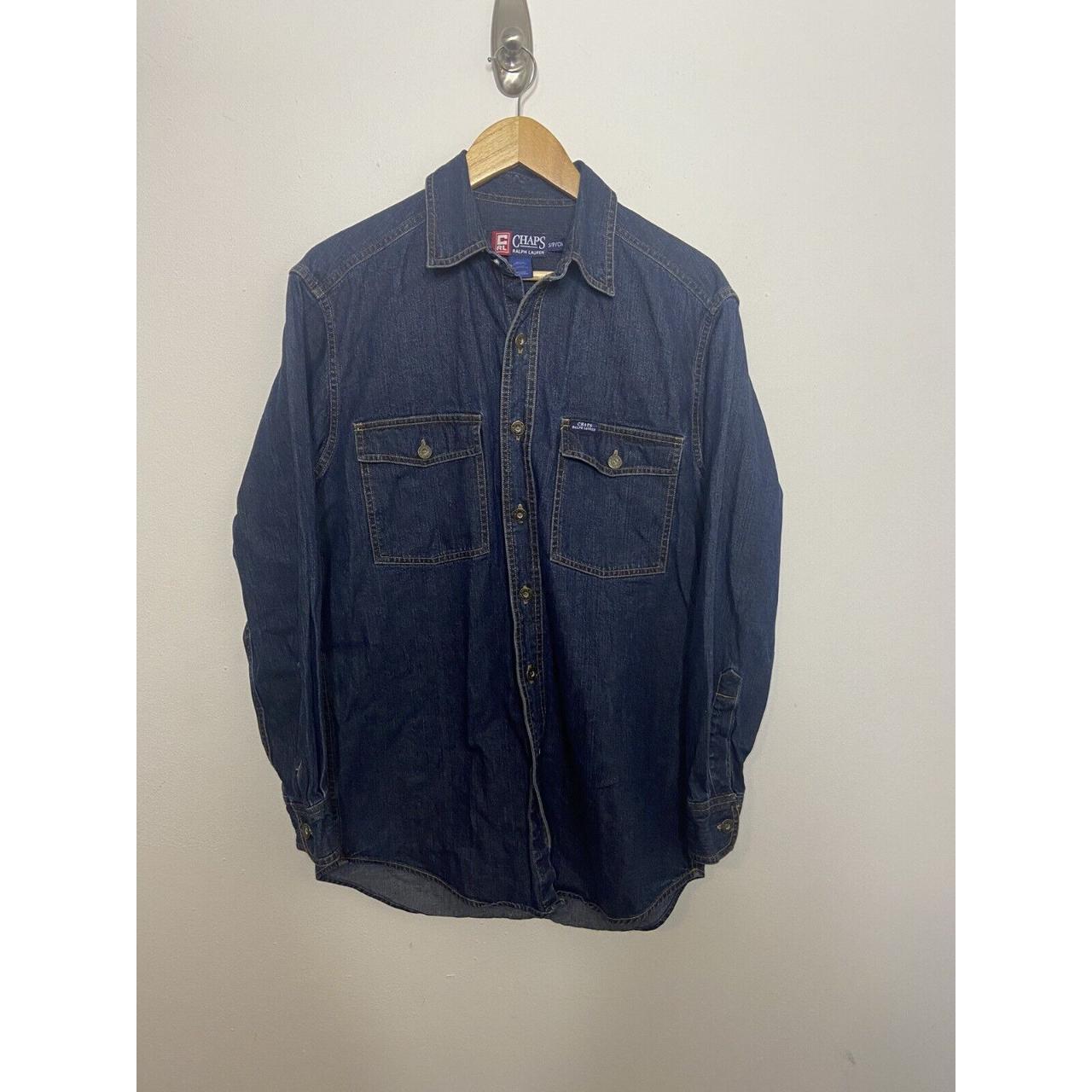 Chaps Ralph Lauren Vtg 90s Denim Blue Jean LS... - Depop