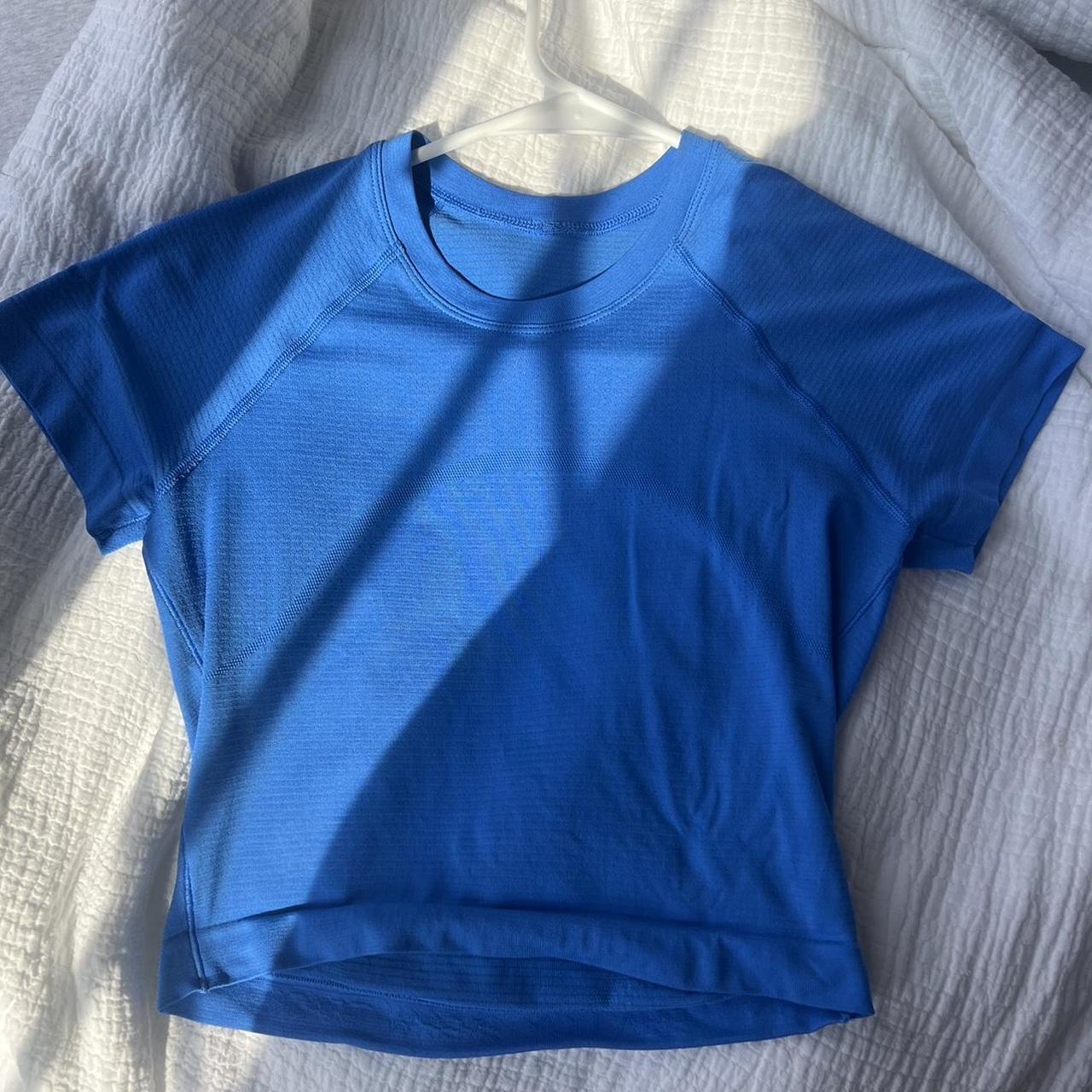 Blue Lululemon Swiftly Tech cropped T!!!! -... - Depop
